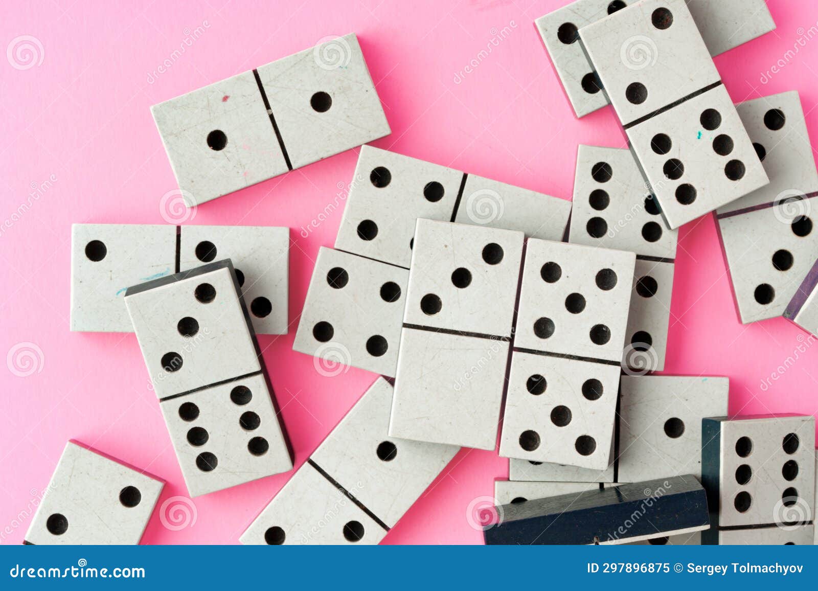 Domino Tiles on Pink Background Studio Shot Stock Image - Image of ...