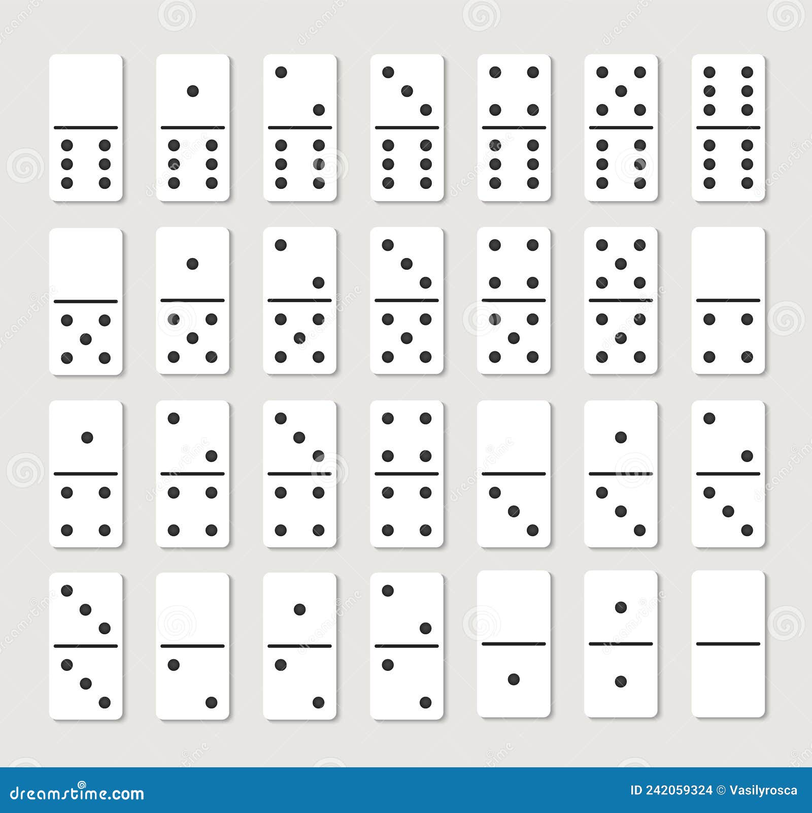 Domino Vector Set Piece Game Board Flat Icon. Domino Card Set Vector ...