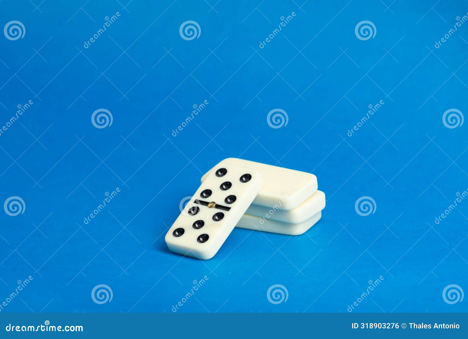 Dominoes with Blue Background, Copy Space and Various Angles Stock ...