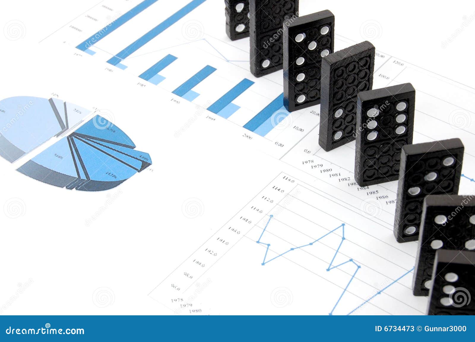 Dominoes on chart stock image. Image of business, dominoes - 6734473
