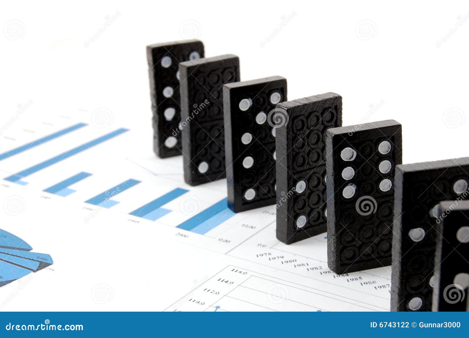 Dominoes on chart stock photo. Image of collapse, economic - 6743122