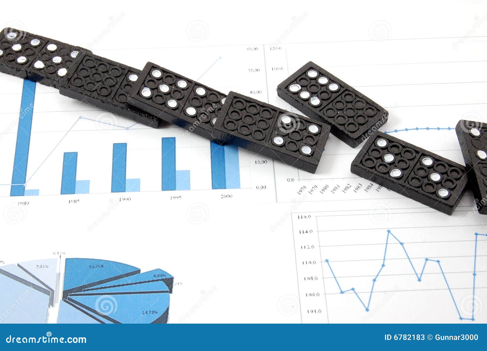 Dominoes on chart stock image. Image of business, gamble - 6782183