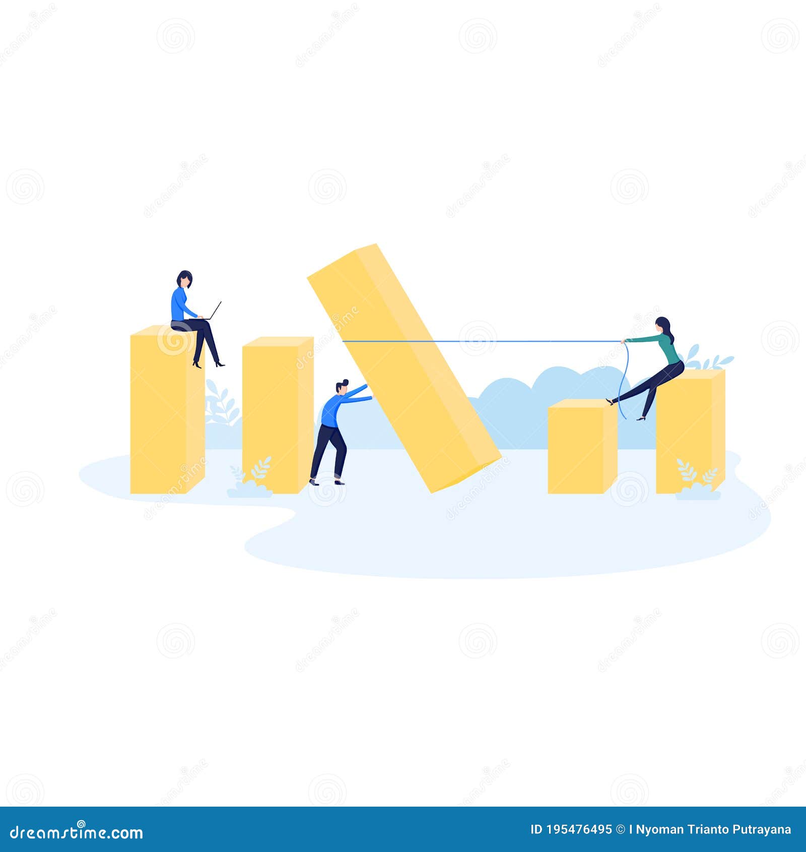 Dominoes Falling Columns, Business Holding Teamwork Stock Vector ...