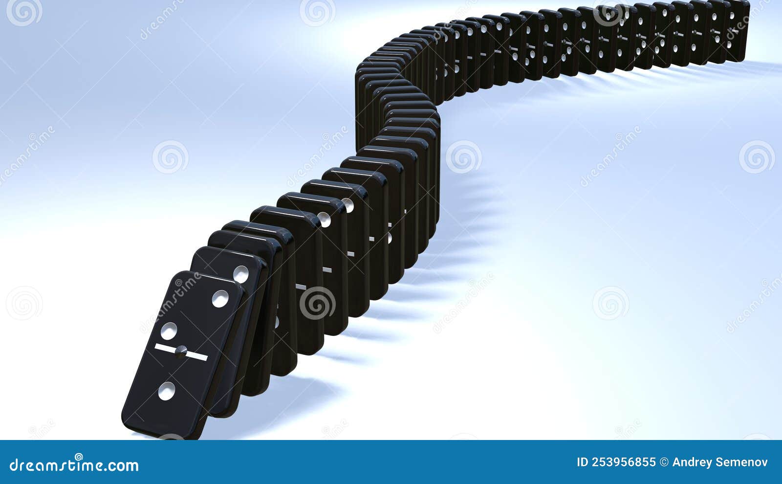 Dominoes Falling. Domino Effect. Game. 3D Render. Stock Illustration ...