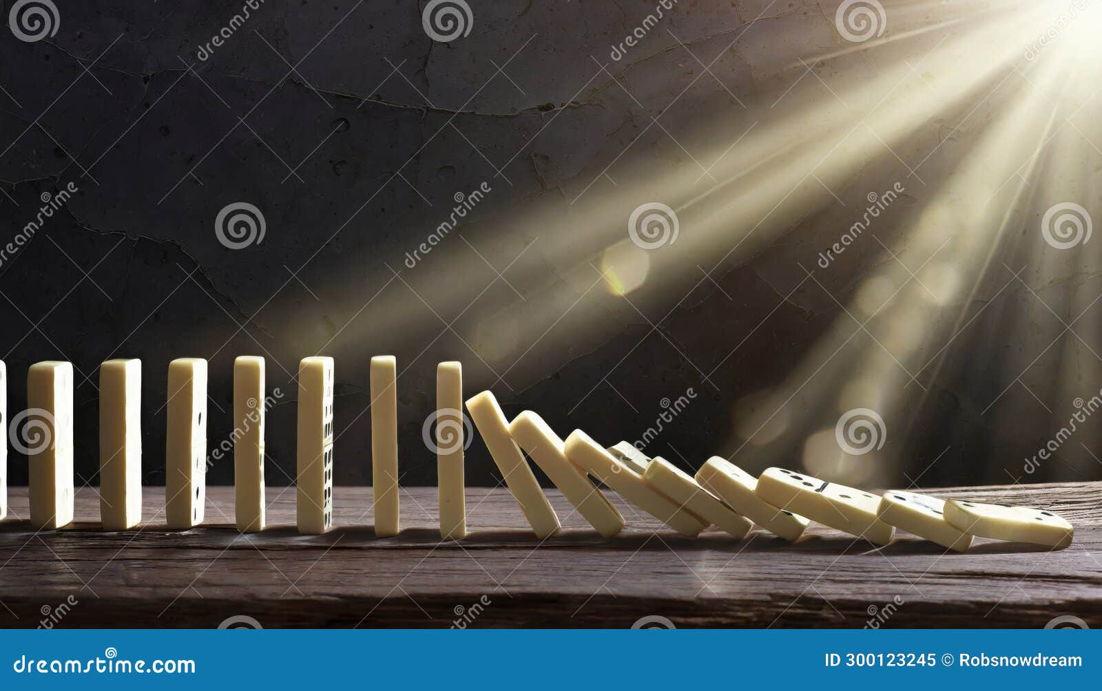 Dominoes Topping in a Line in Dark Environment Copy Space Stock ...