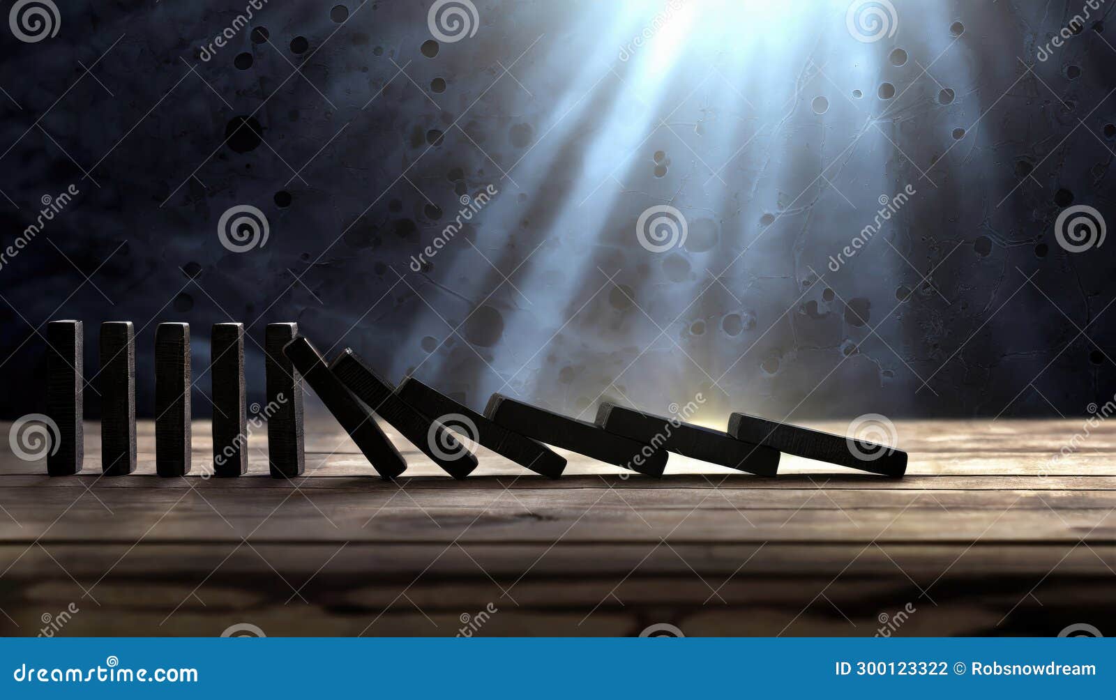 Dominoes Topping in a Line in Dark Environment Copy Space Stock ...