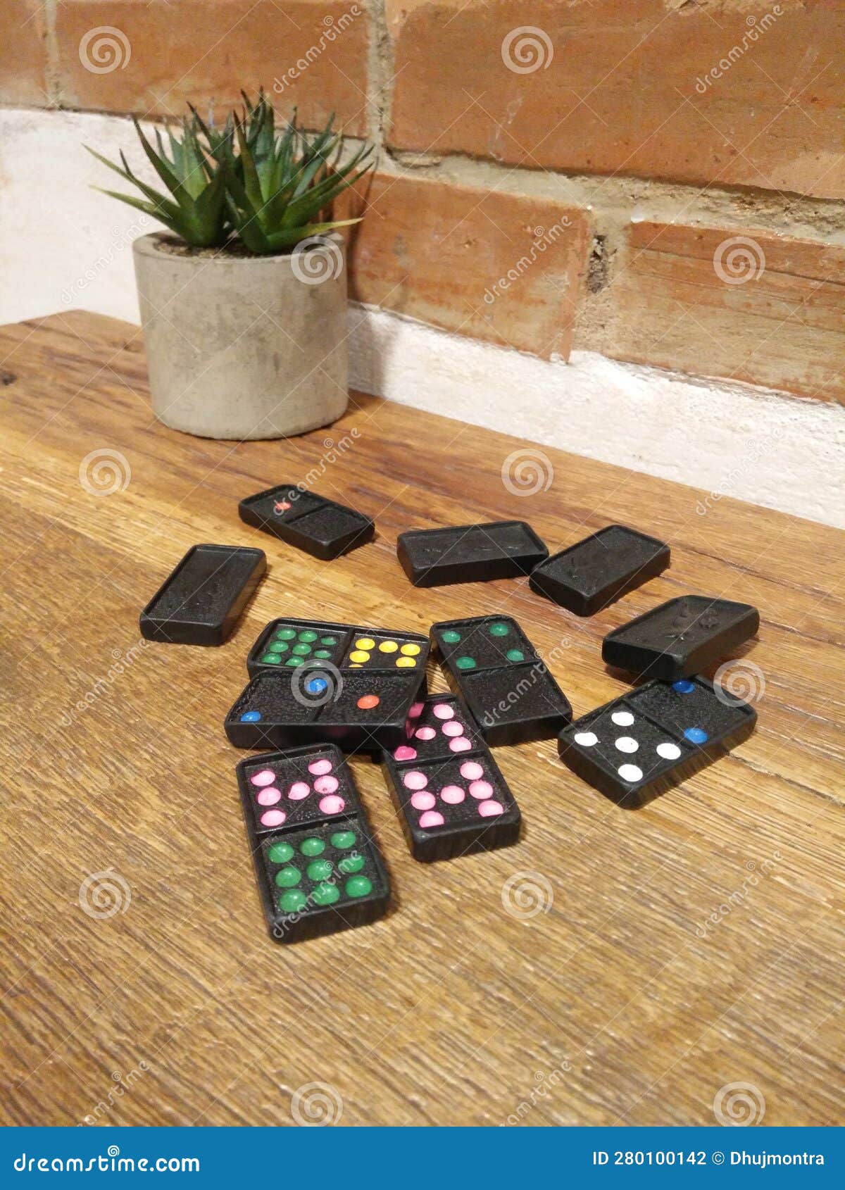 Dominoes Game on the Wooden Table. Stock Photo - Image of family, hobby ...