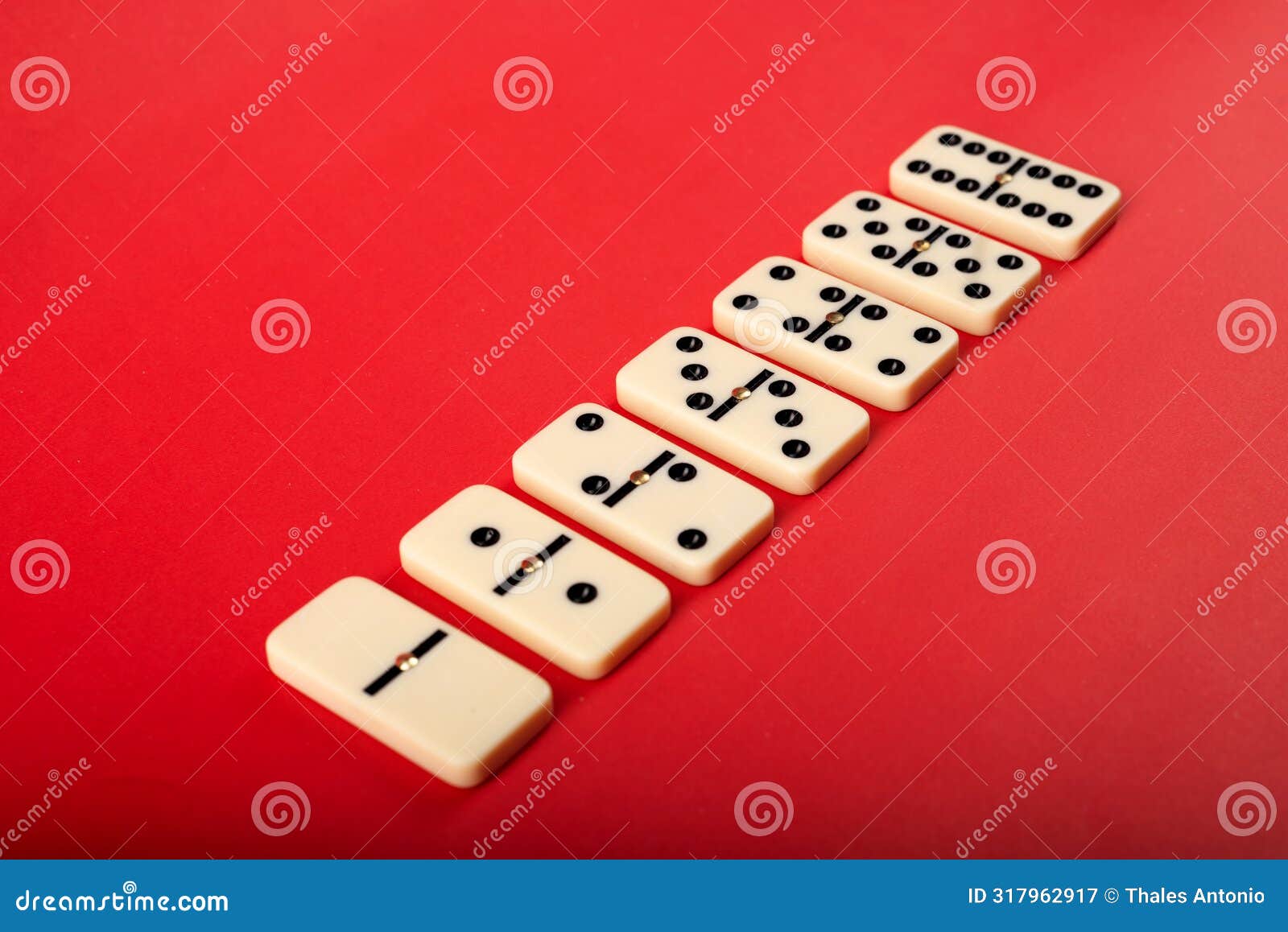 Dominoes with Red Background, Copy Space and Various Angles Stock Image ...