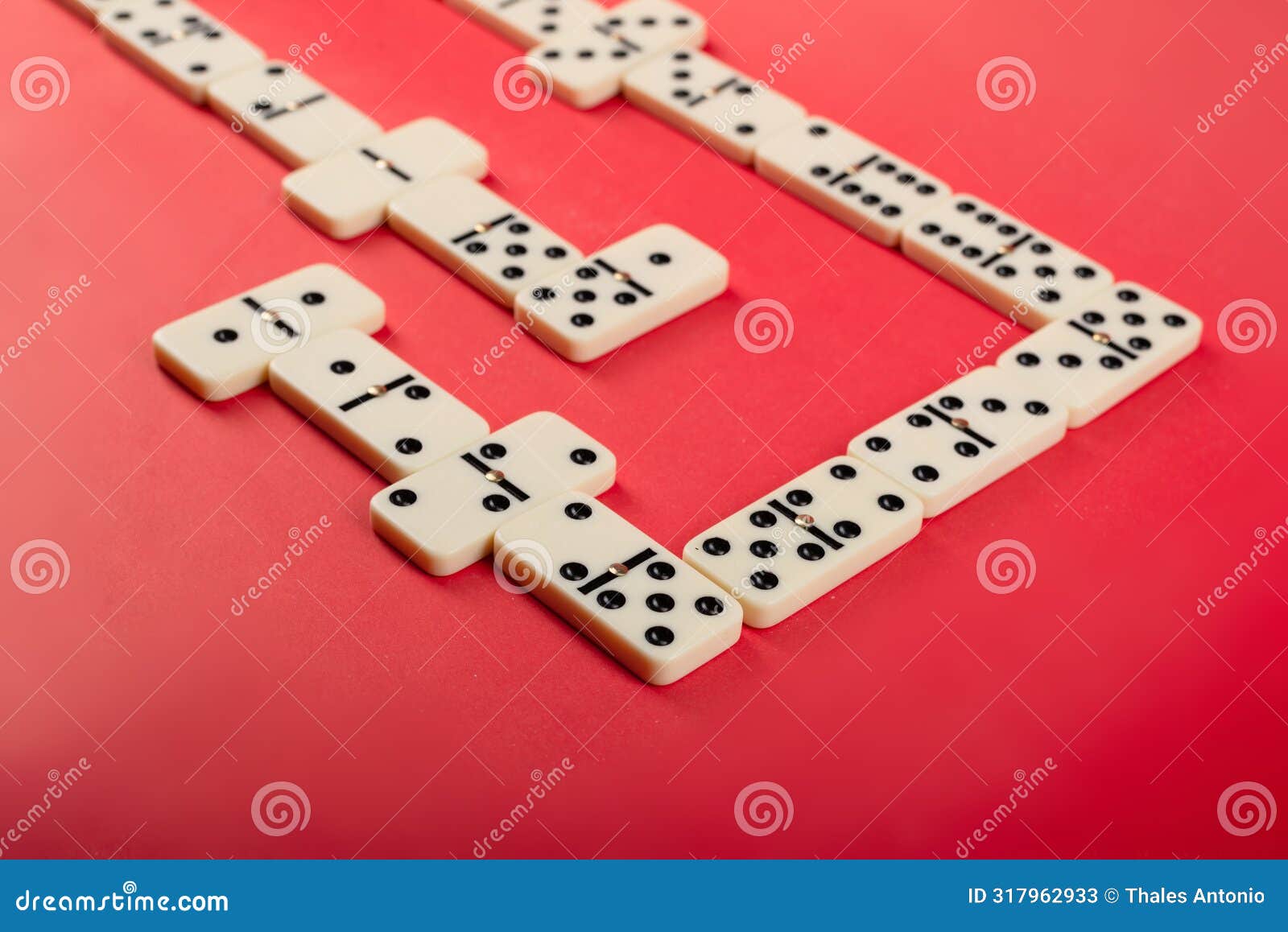 Dominoes with Red Background, Copy Space and Various Angles Stock Image ...