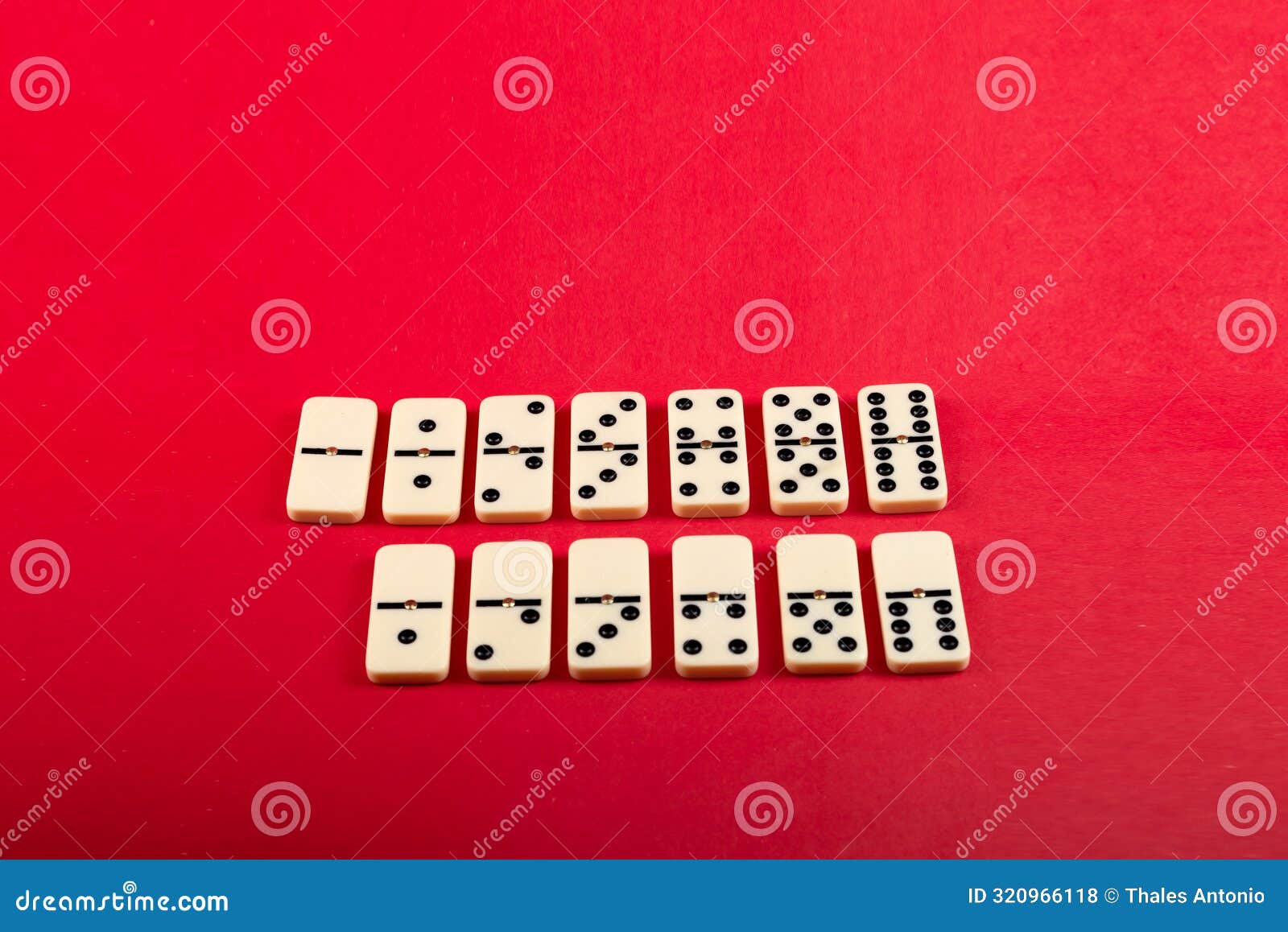 Dominoes with Red Background, Copy Space and Various Angles Stock Photo ...