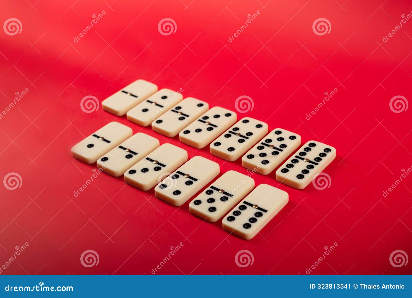 Dominoes with Red Background, Copy Space and Various Angles Stock Image ...