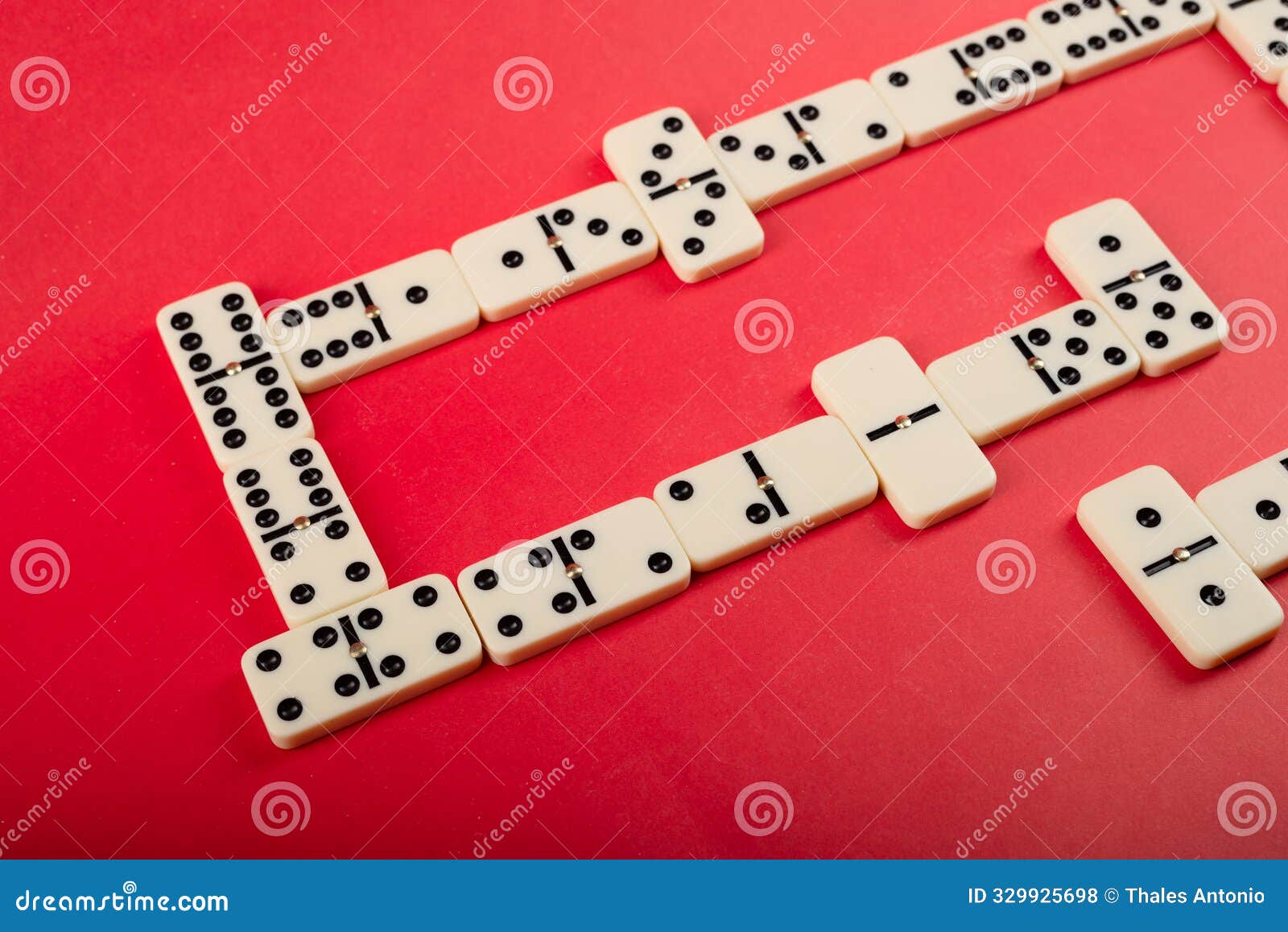 Dominoes with Red Background, Copy Space and Various Angles Stock Photo ...