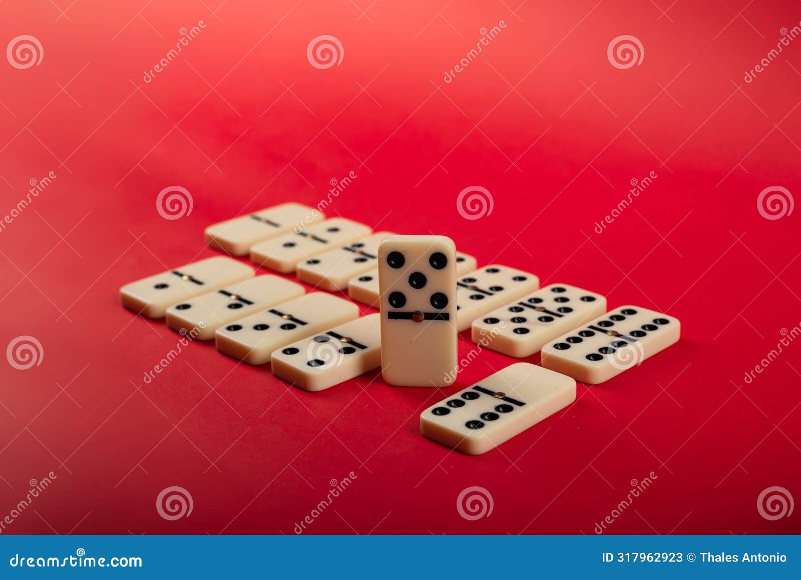 Dominoes with Red Background, Copy Space and Various Angles Stock Image ...