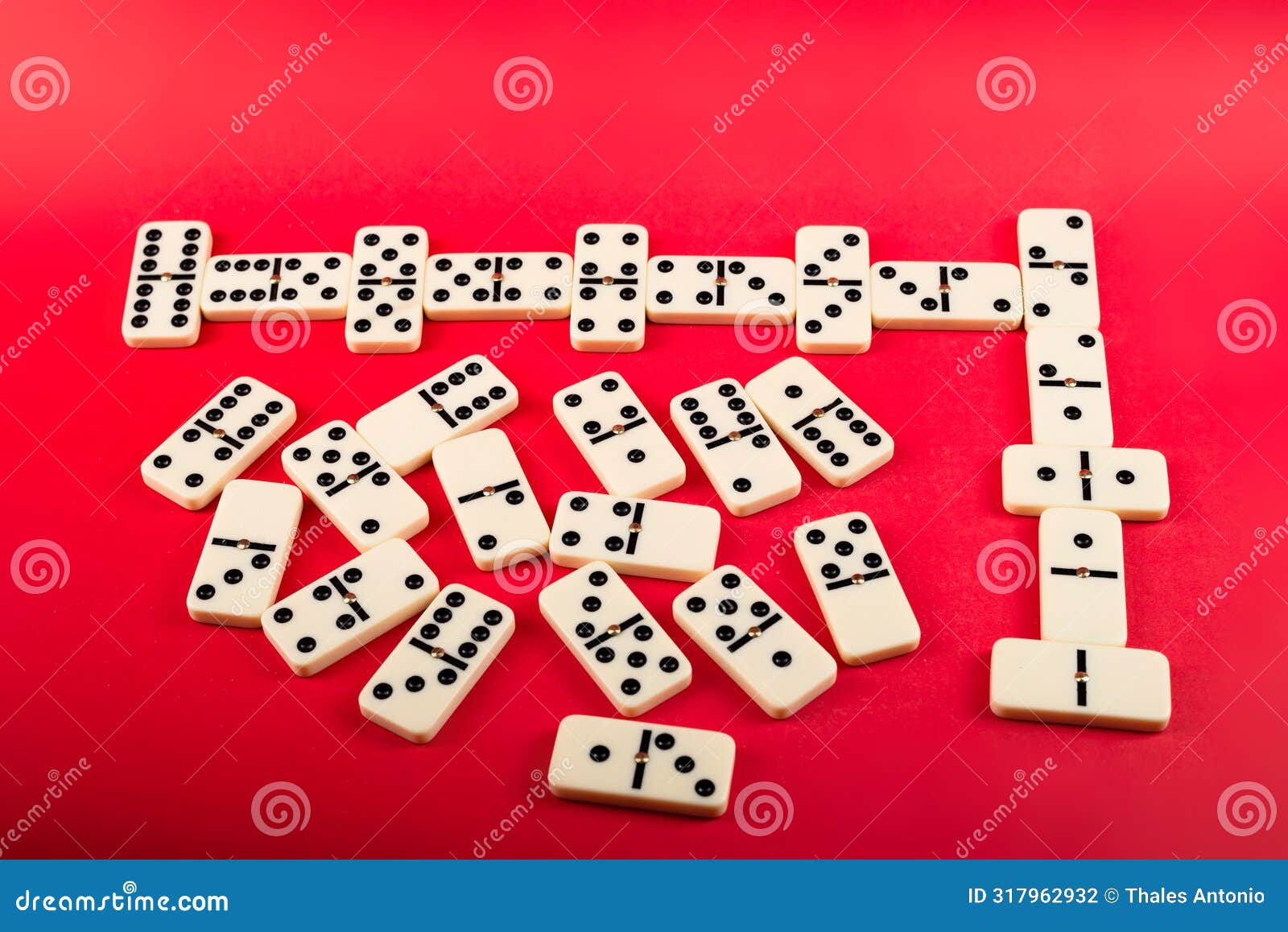 Dominoes with Red Background, Copy Space and Various Angles Stock Photo ...