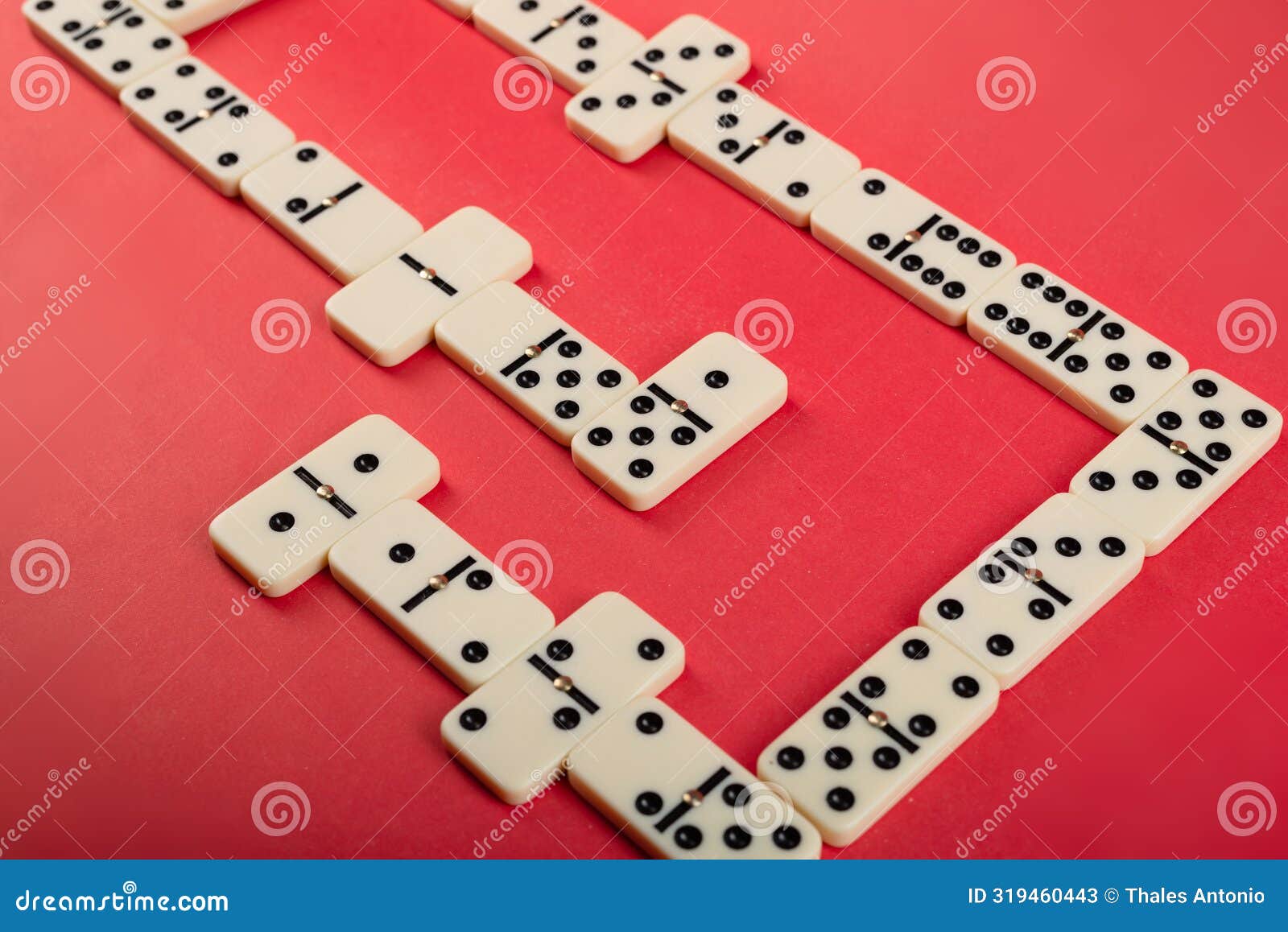 Dominoes with Red Background, Copy Space and Various Angles Stock Image ...