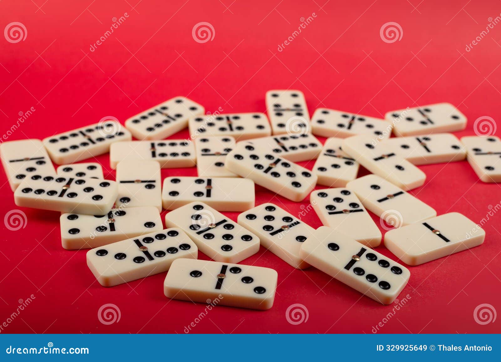 Dominoes with Red Background, Copy Space and Various Angles Stock Image ...