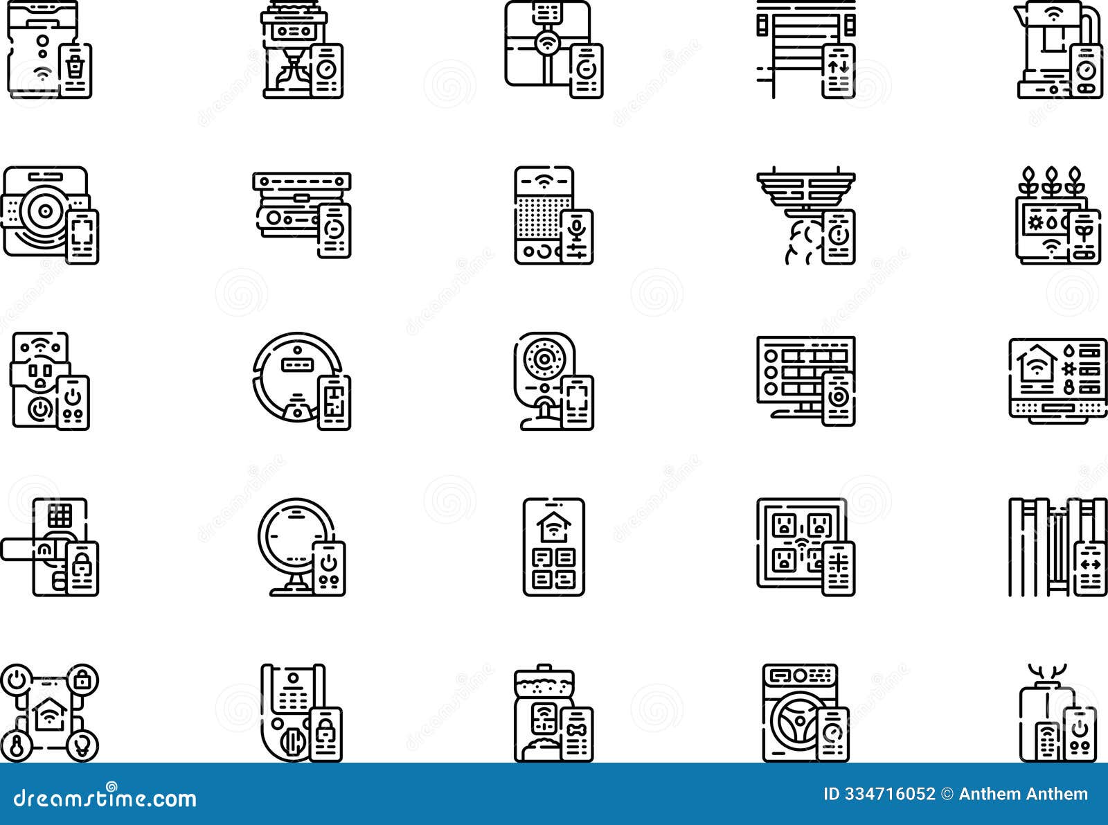 Domotics Icons Collection is a Vector Illustration with Editable Stroke ...