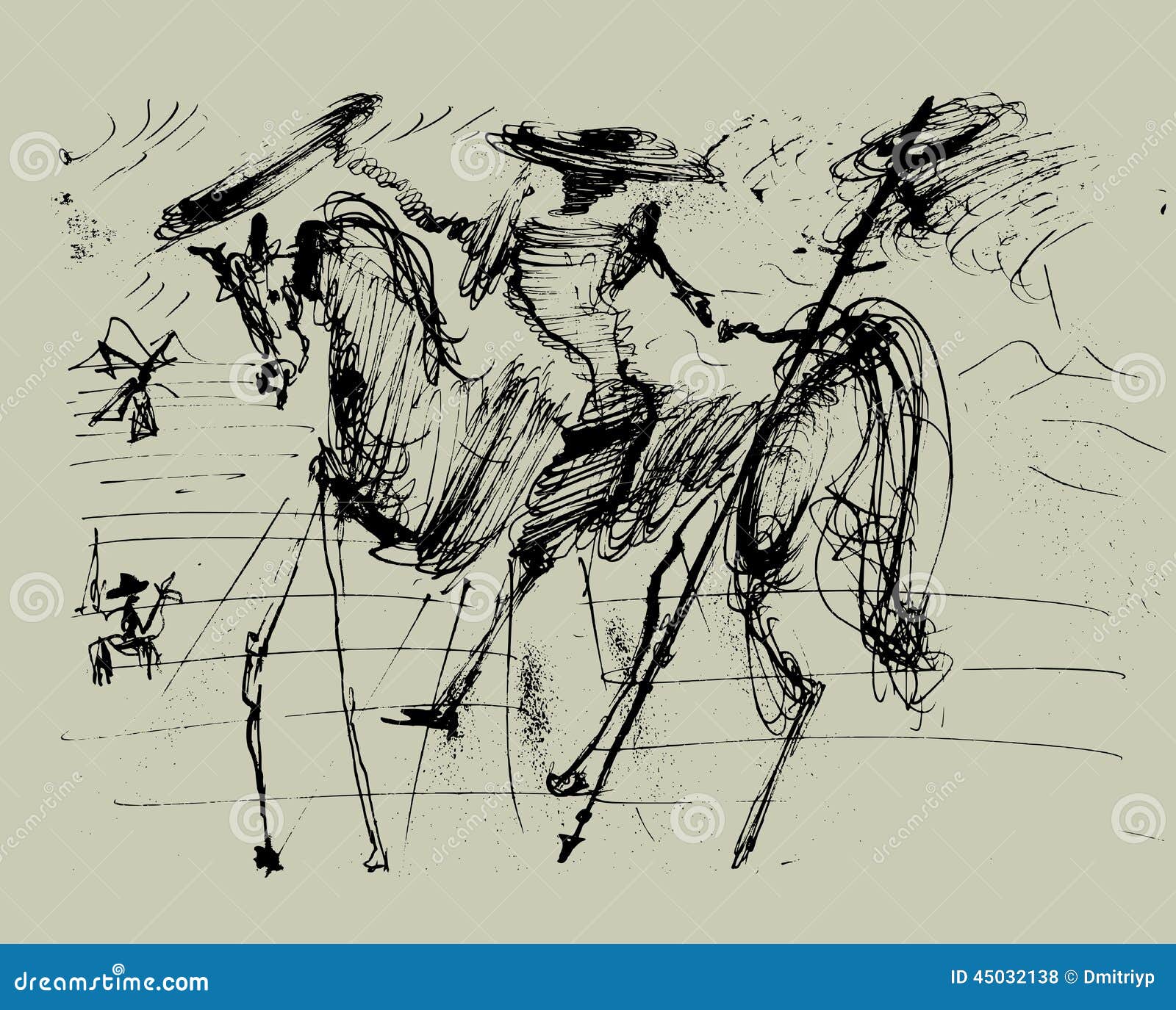 Don Quixote In Armor. Vector Illustration On White Background ...