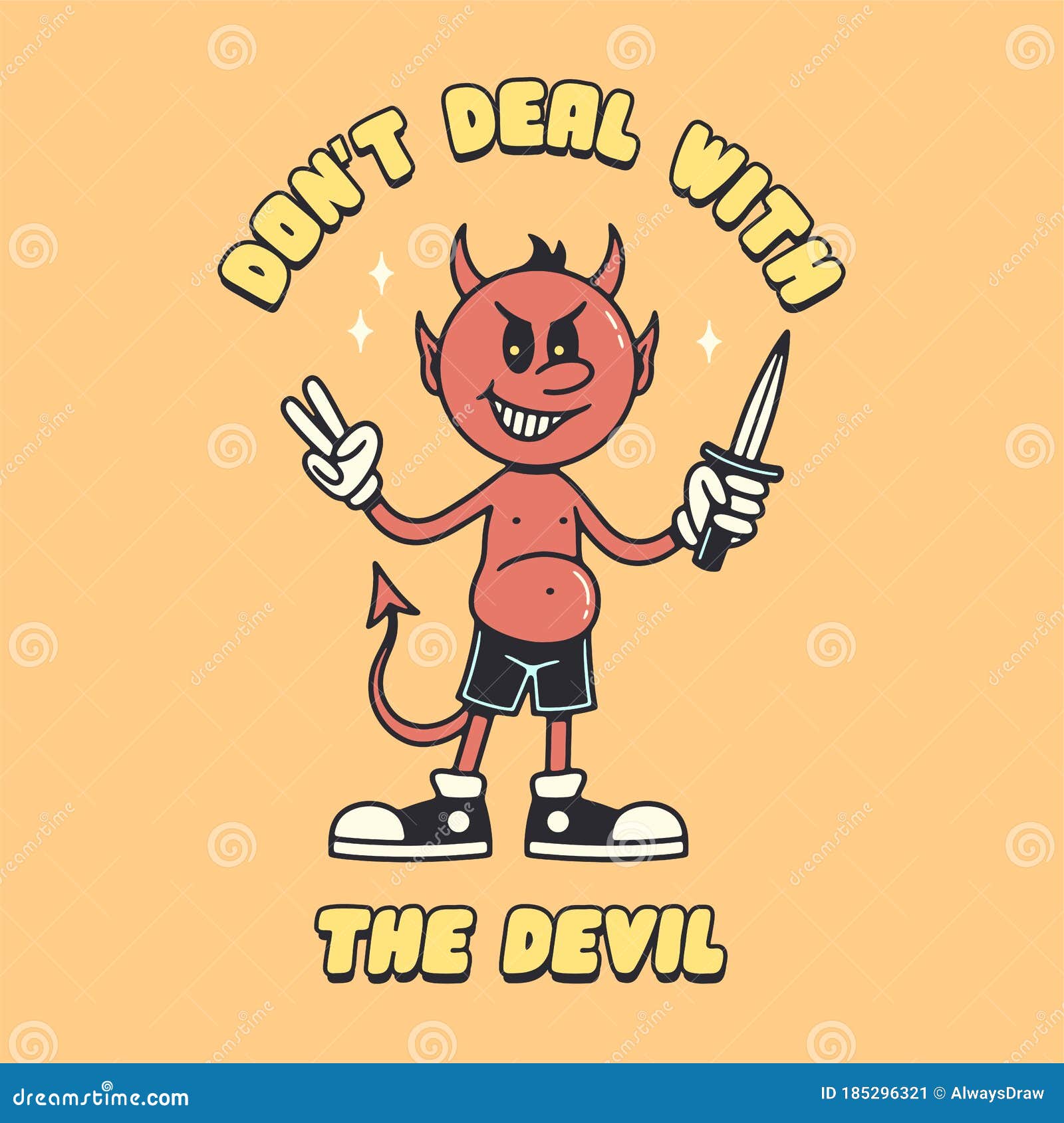 Deal With Devil American Flag On Background Cartoon Vector ...