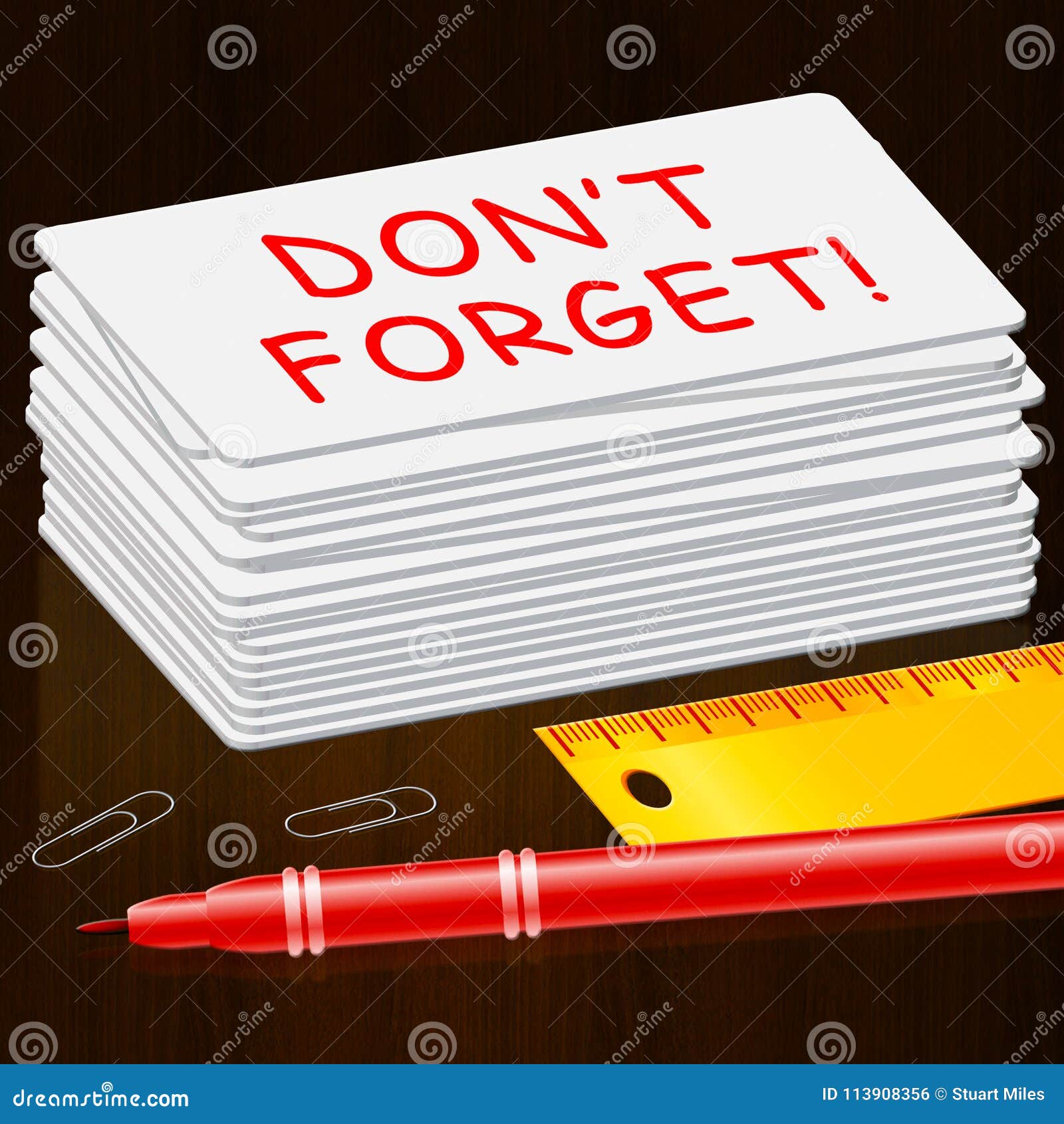 Don T Forget Cards Means Remember 3d Illustration Stock Illustration ...