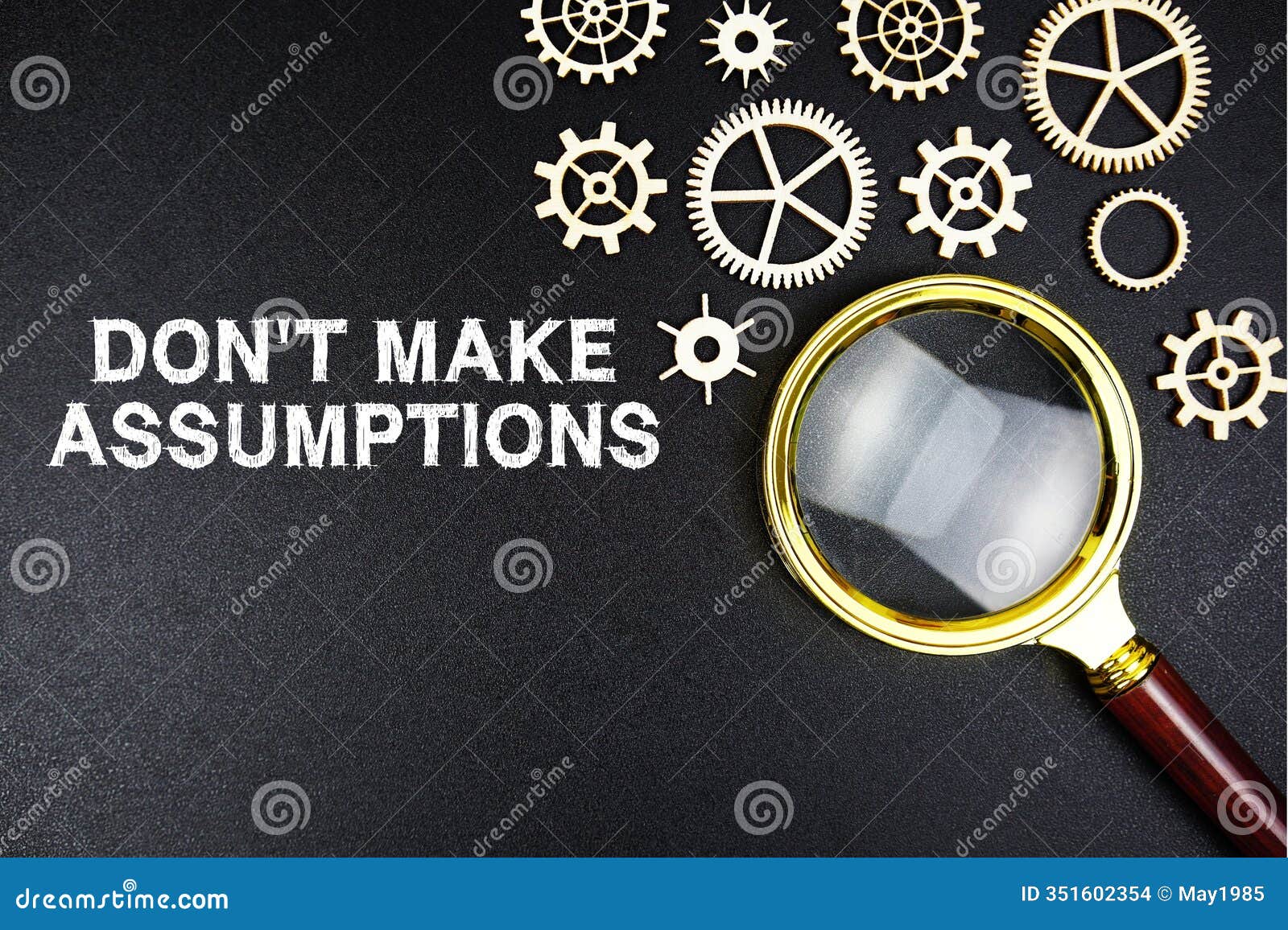 Don T Make Assumptions Text Message with Magnifying Glass on Black ...