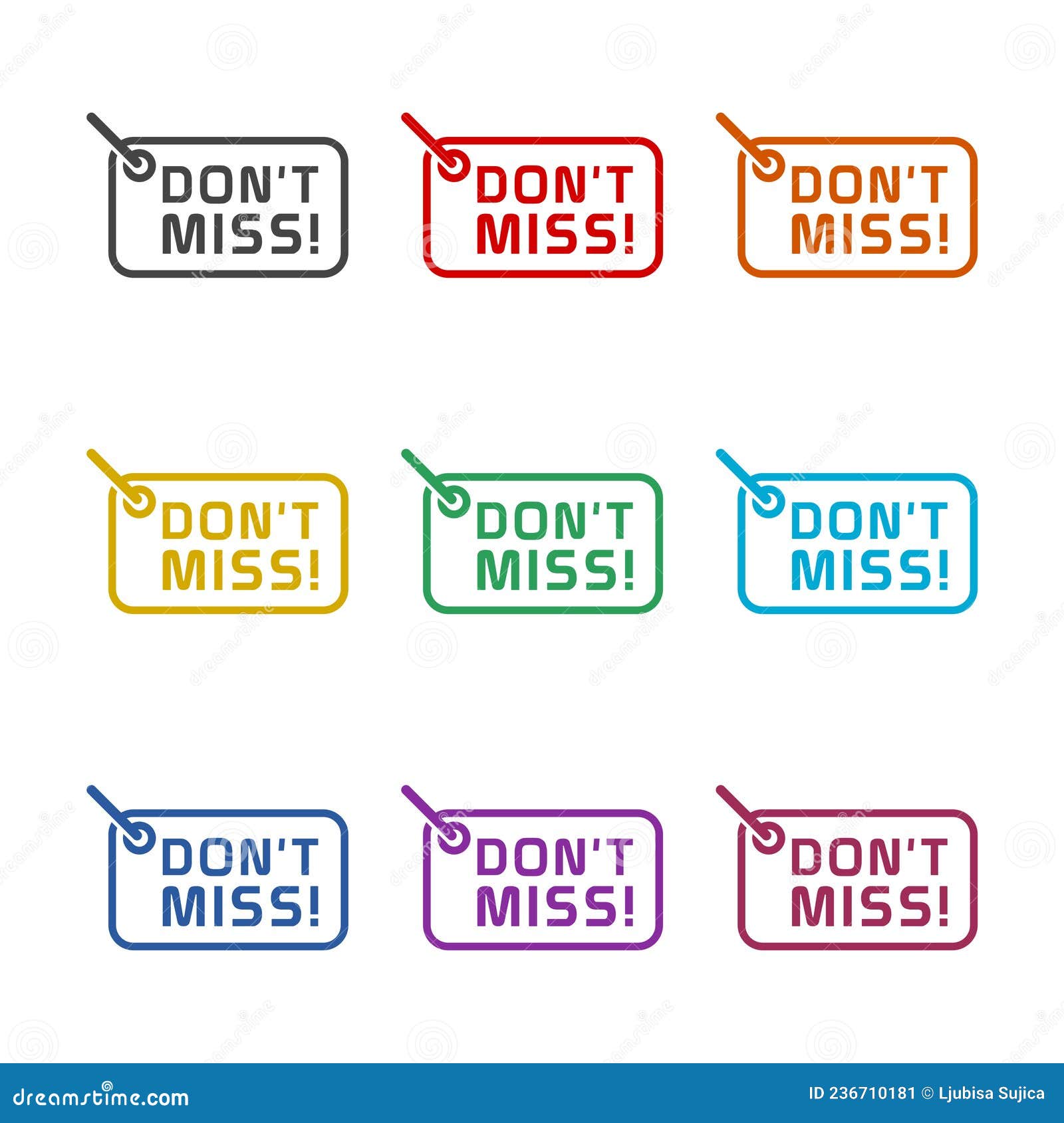 Don T Miss Tag Icon Isolated on White Background Stock Vector ...