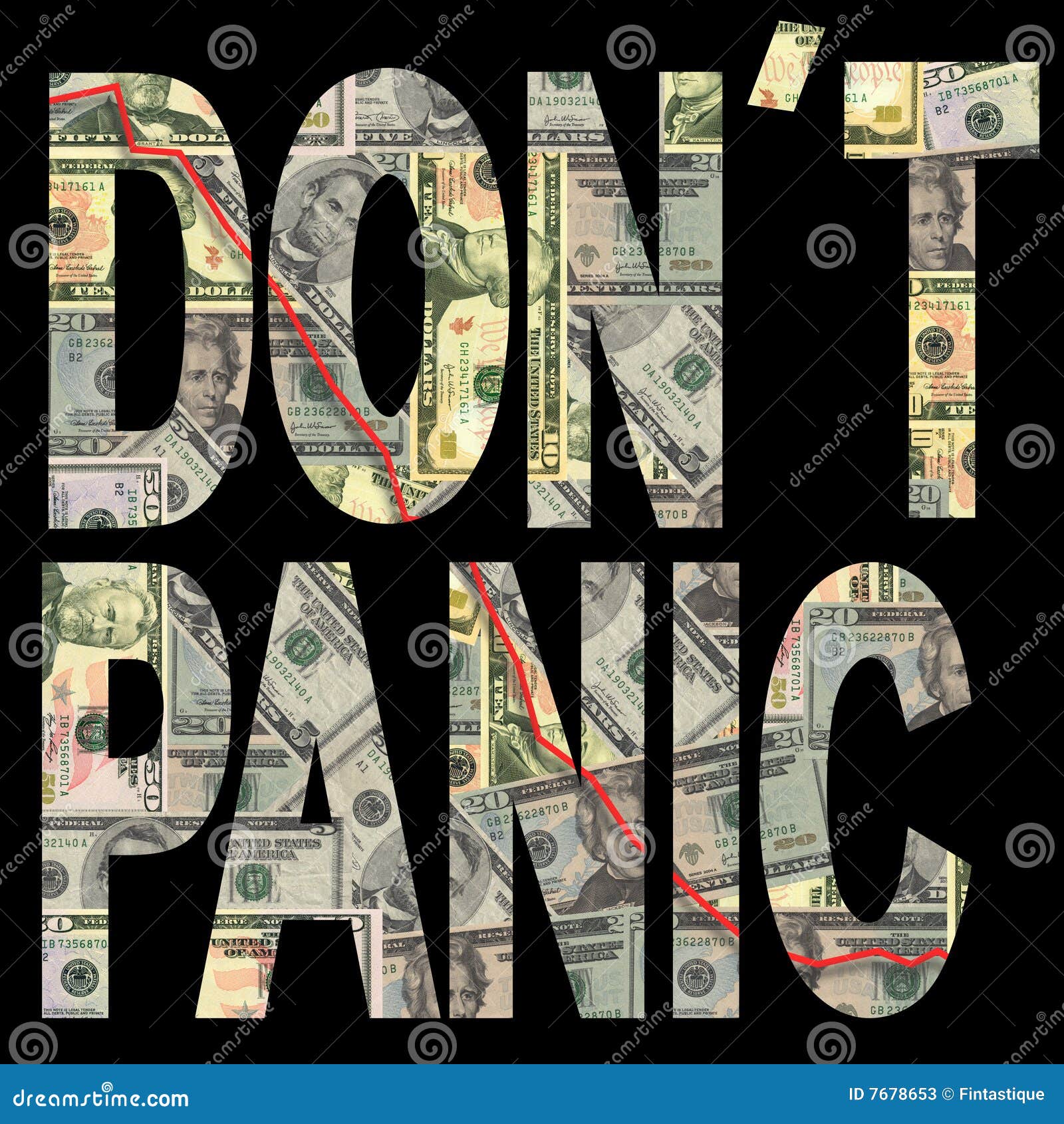 Don t panic with dollars stock illustration. Illustration of graph ...
