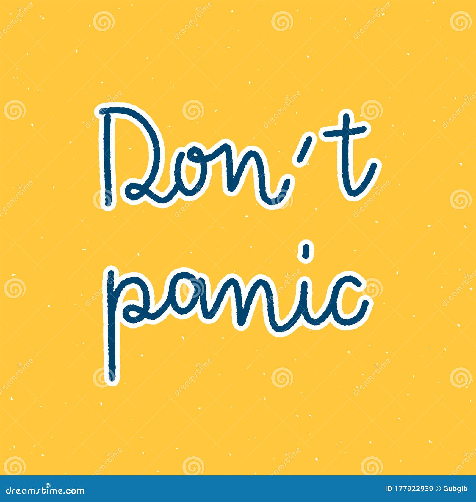 Donâ€™t Panic Hand Lettering on Yellow Background Stock Vector ...