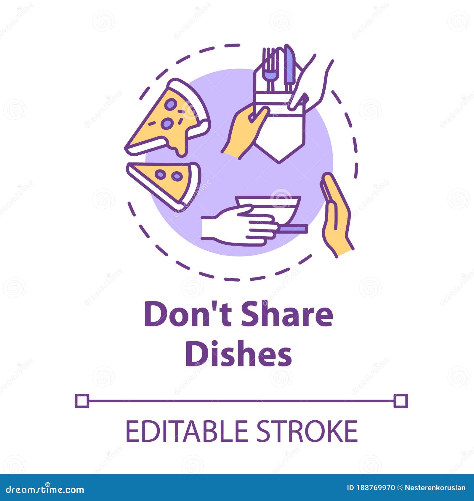 Don`t Share Dishes Concept Icon. Use Separate Plates and Tableware ...