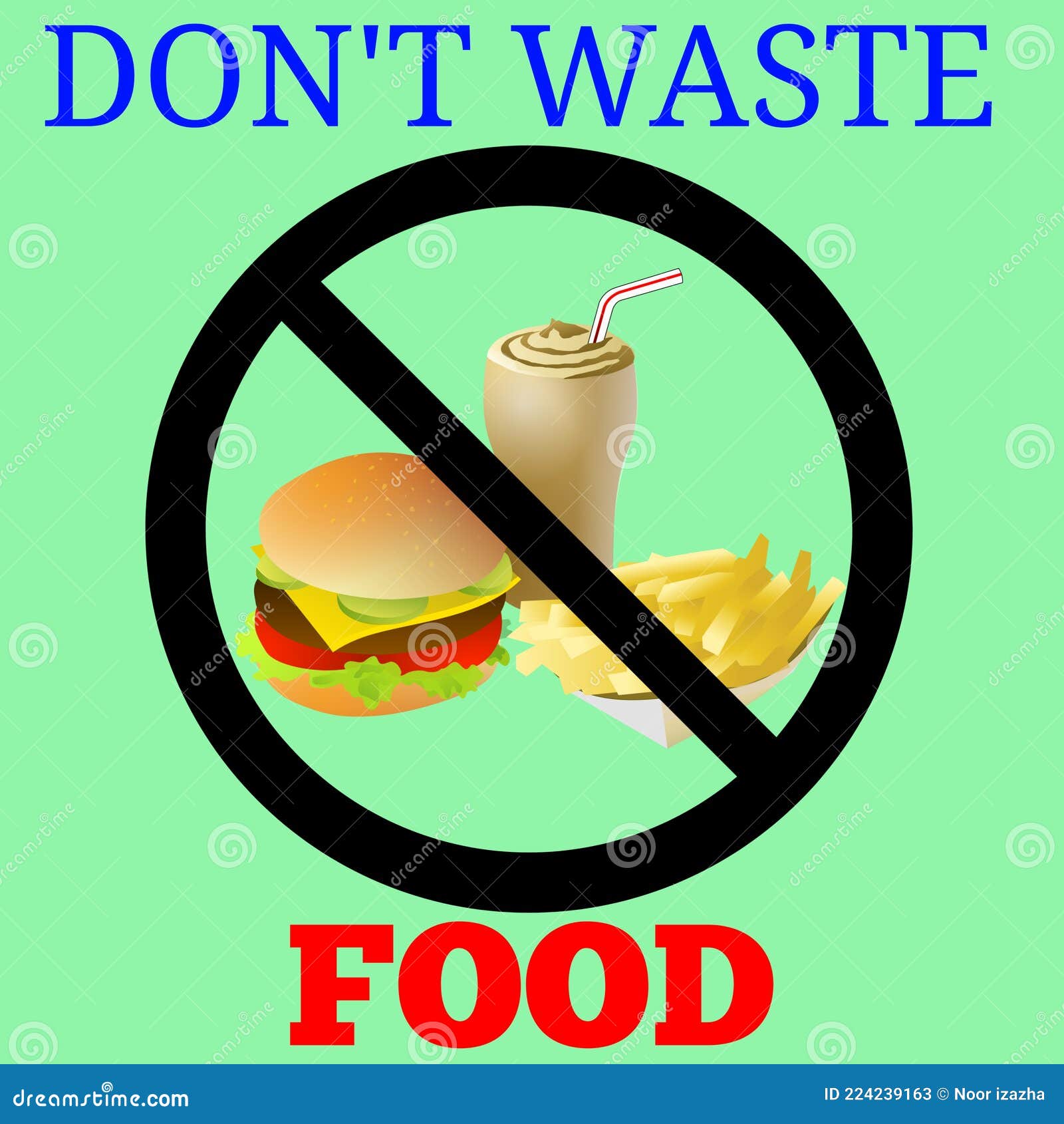 Don T Waste Food and Save Food Stock Illustration - Illustration of ...