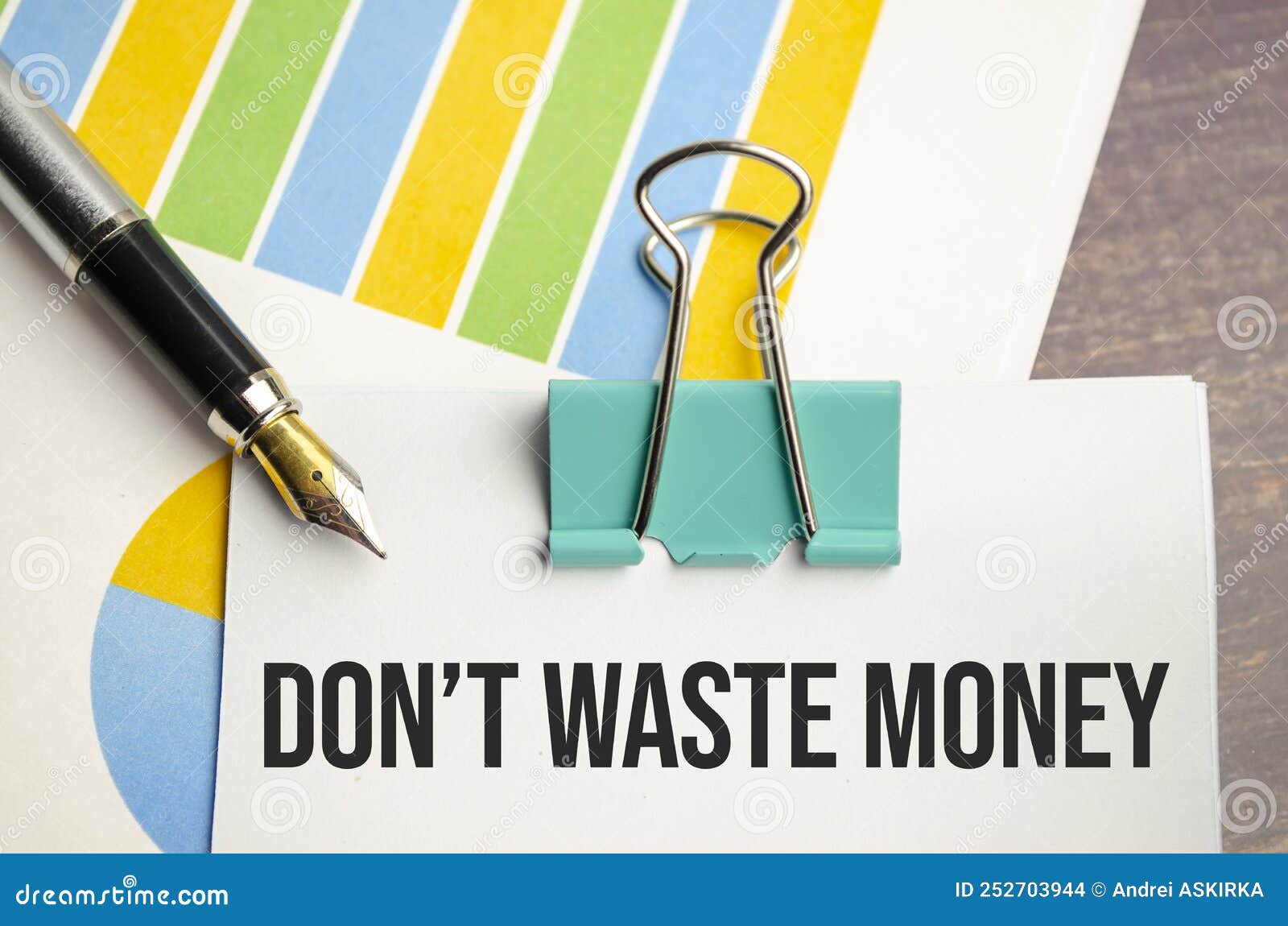 Don T Waste Money Words on Notepad and Charts Stock Photo - Image of ...