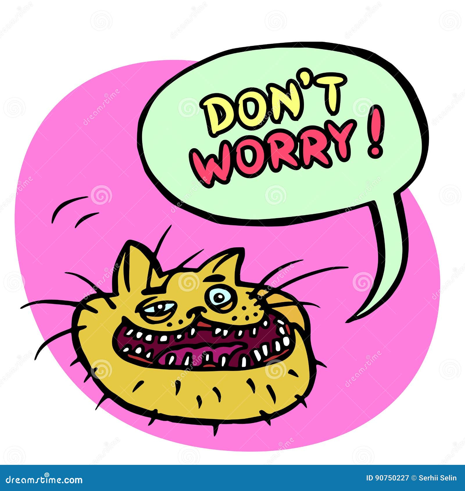 Don`t Worry! Cartoon Cat Head. Vector Illustration. Stock Vector ...