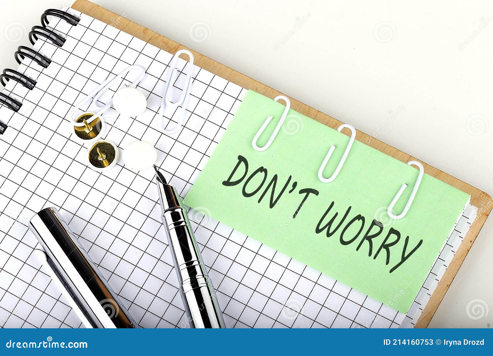 DON T WORRY on Post Note for Remind on Stickers with Pen Stock Image ...