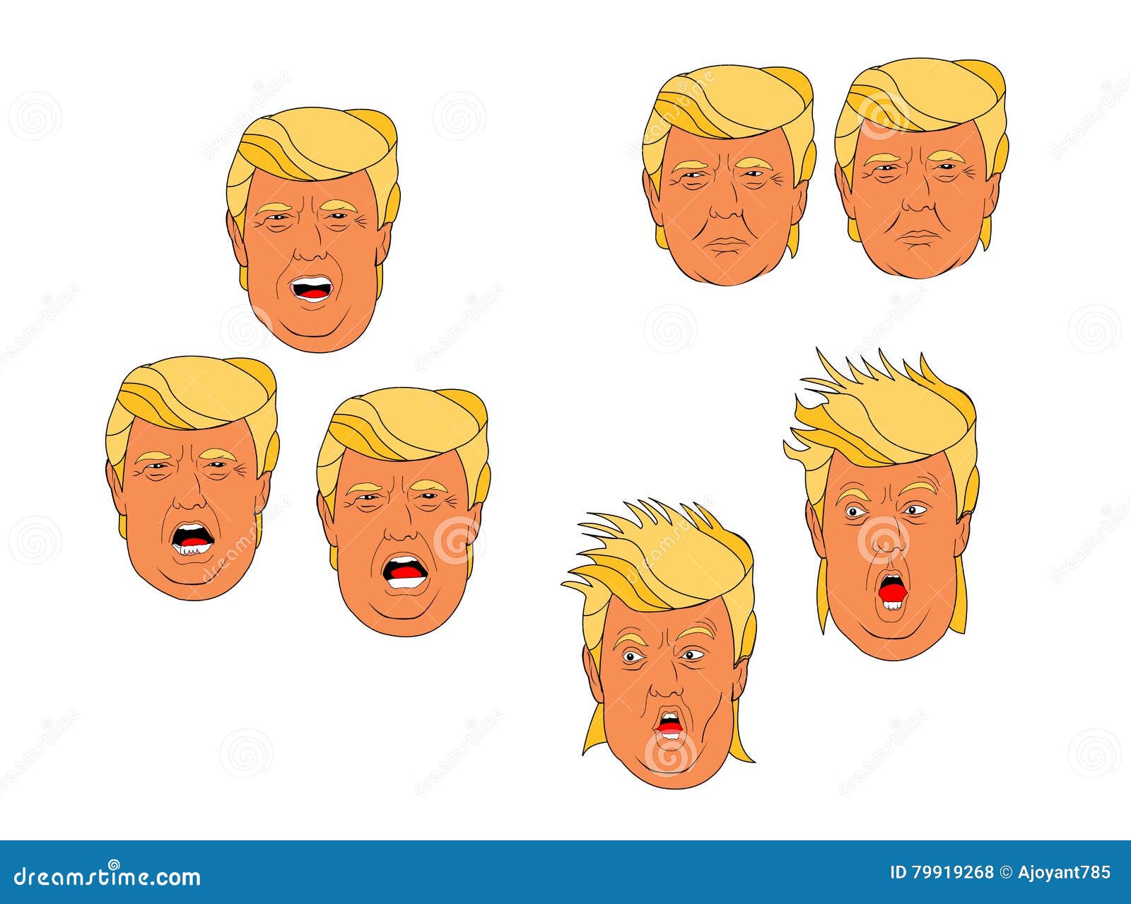 Donald Trump Cartoon Expressions Editorial Stock Photo - Illustration ...