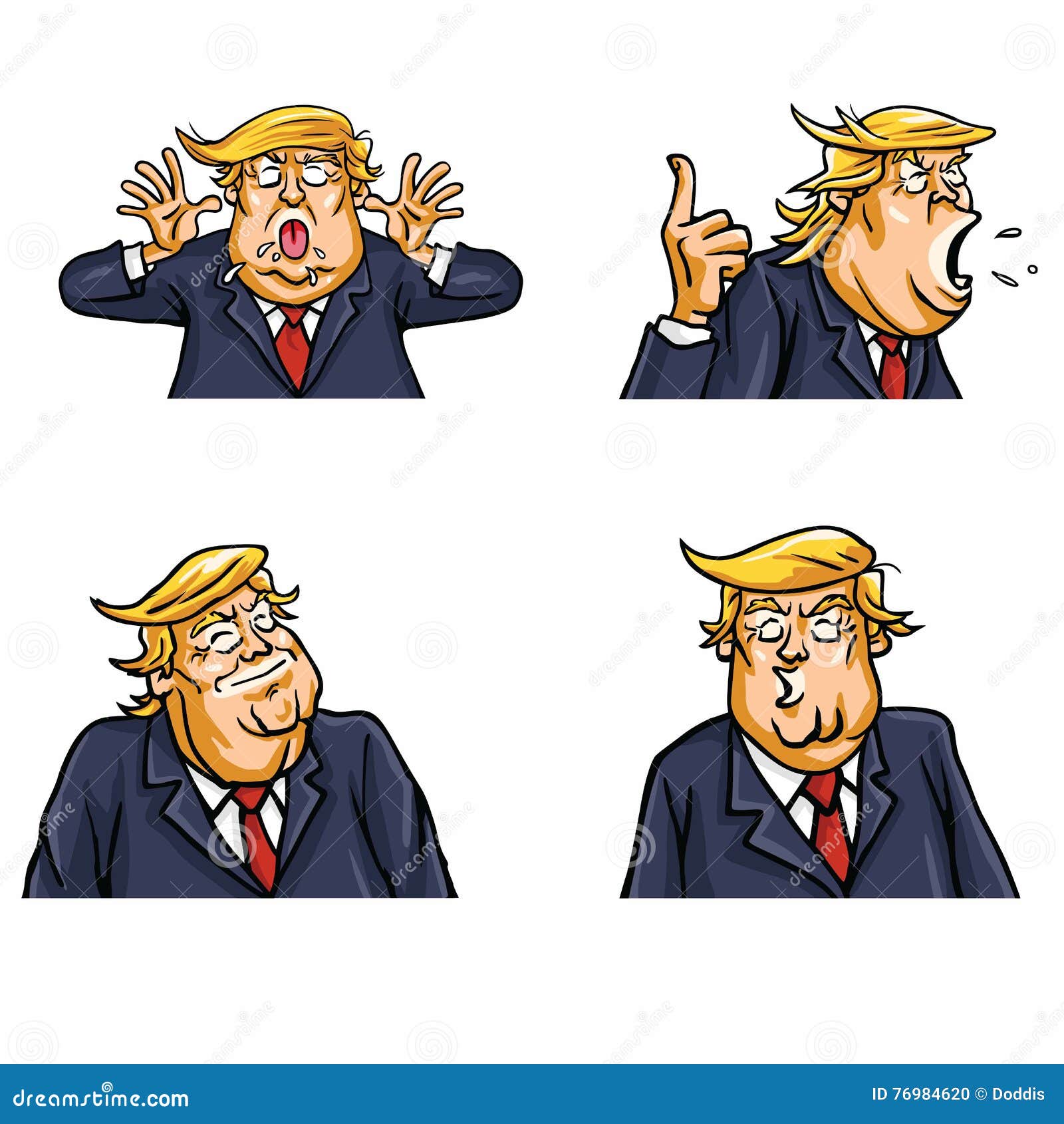 Donald Trump Face Expressions Set-Pak Redactionele Afbeelding ...
