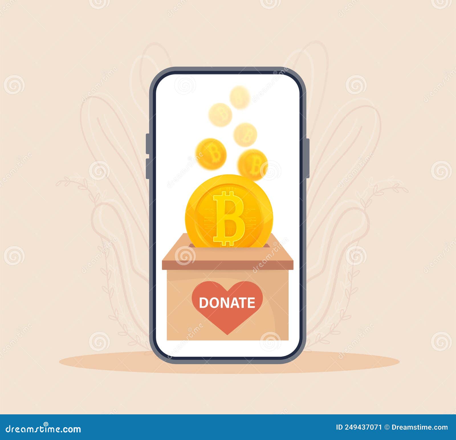 Donate Bitcoin, Crypto Currency. Vector, Illustration. Digital ...
