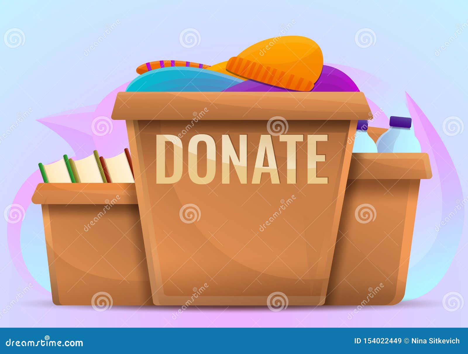 Donate Boxes Concept Background, Cartoon Style Stock Vector ...