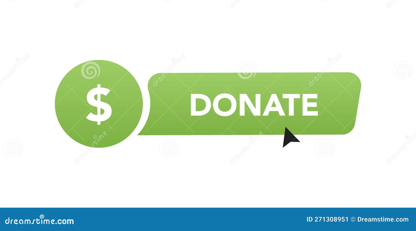 Donate Button with Cursor Click Isolated on Background. Vector ...