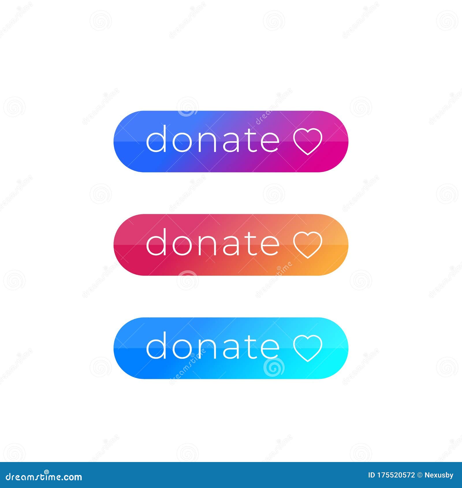 Donate Buttons - Colorful Vector Illustration - Isolated On Transparent ...