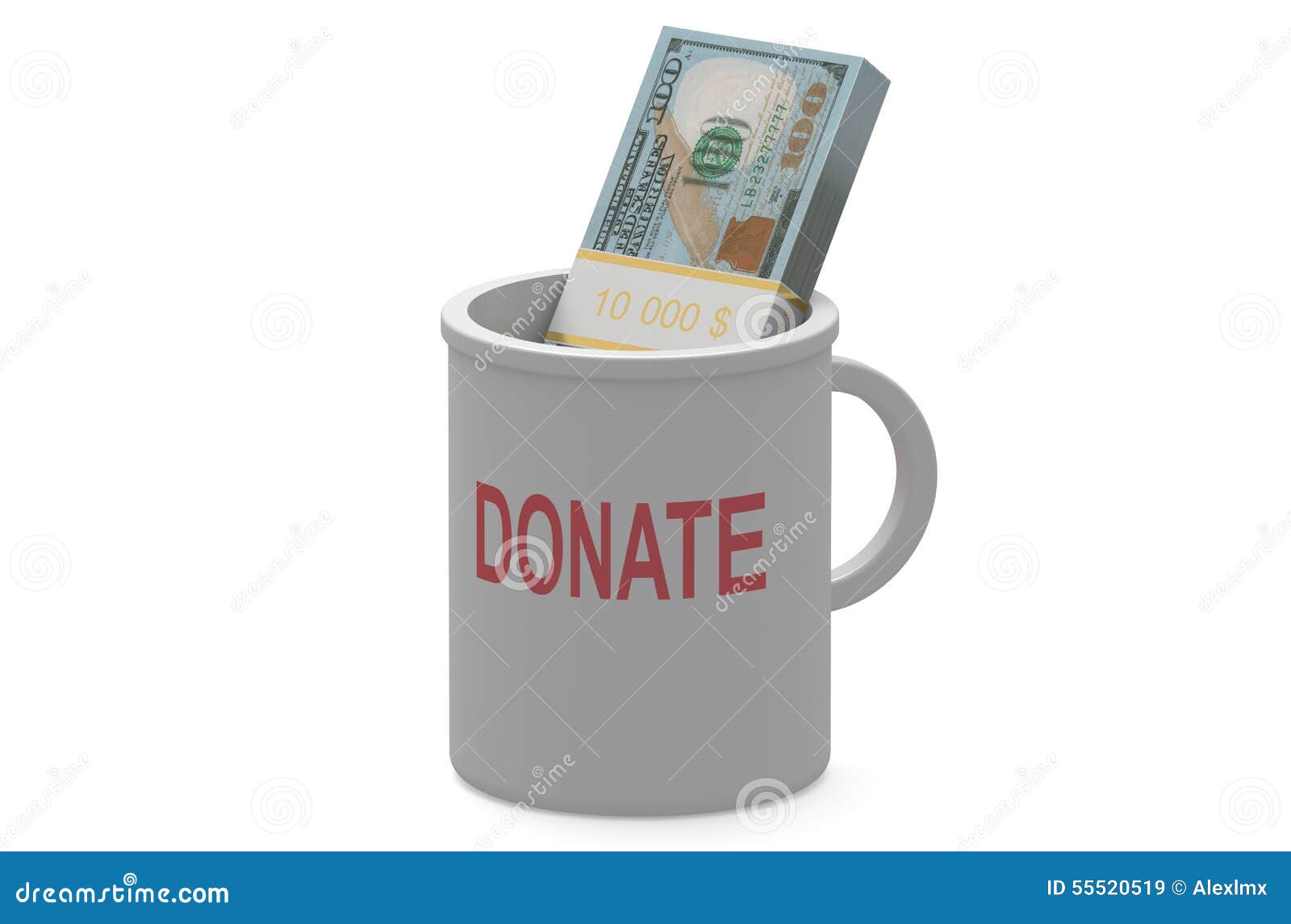 Donate Concept, Cup with Dollars Stock Illustration - Illustration of ...