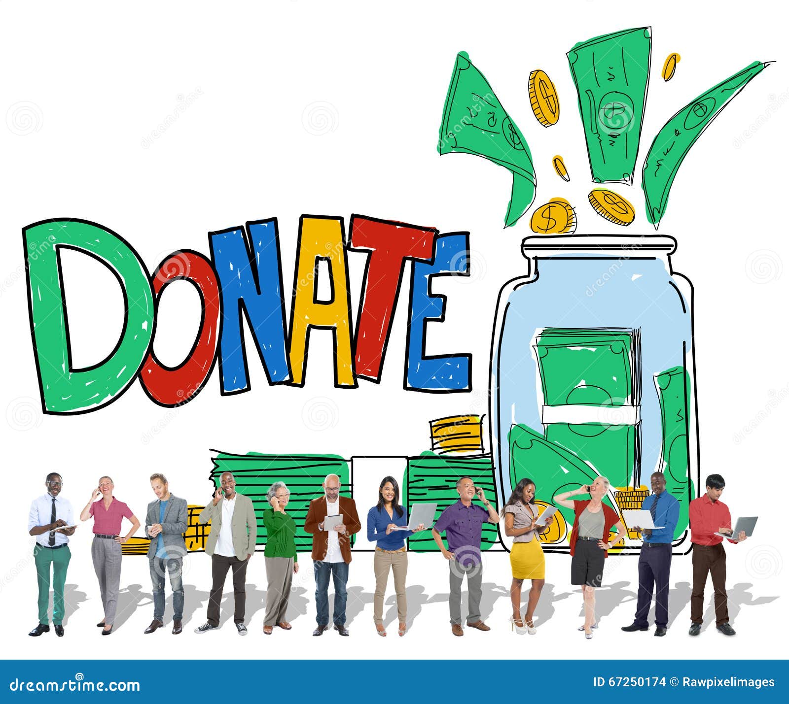 Donate Give Help Support Assistance Concept Stock Illustration ...