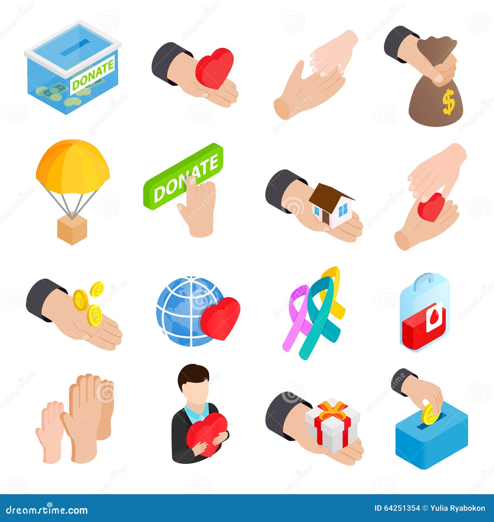 Donate Given Isometric 3d Icons Stock Vector - Illustration of ...