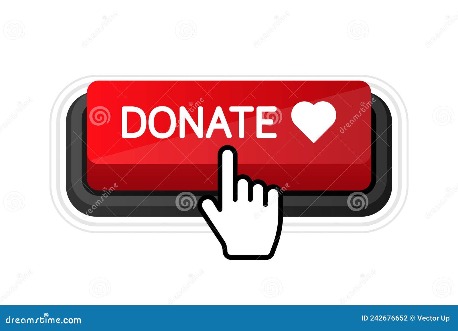 Donate Heart Red Button in Flat Style. Vector Flat Illustration Stock ...