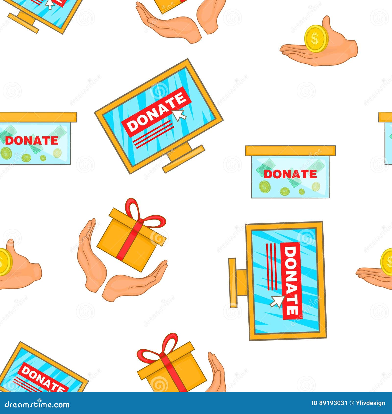 Donate Help Symbols Pattern, Cartoon Style Stock Vector - Illustration ...