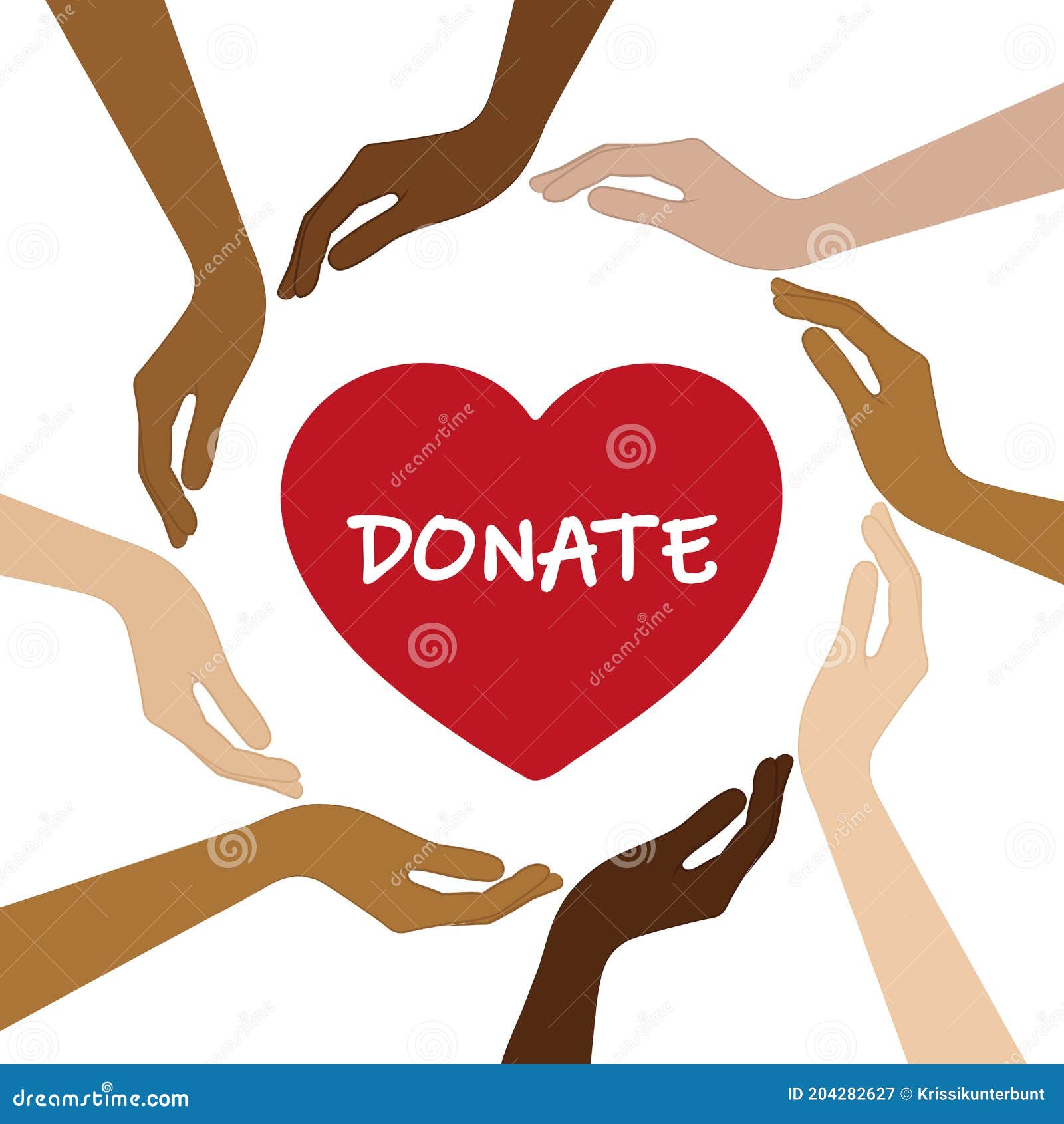 Donate Helpfulness Concept with Human Hands in Different Skin Colors ...