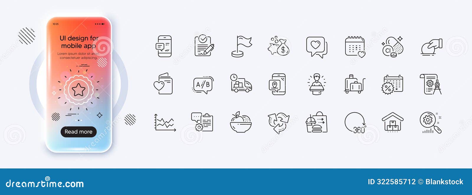 Donate, Milestone and 360 Degrees Line Icons for Web App. Pictogram ...