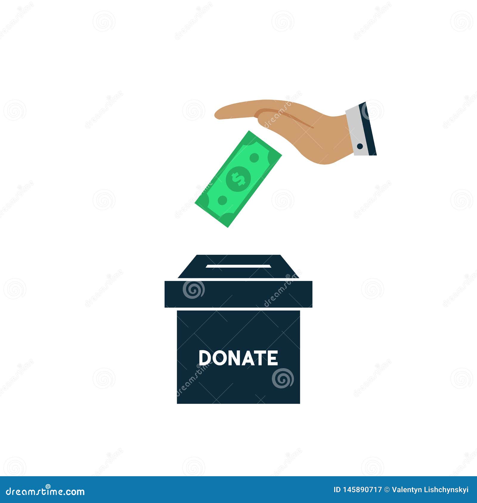 Donate Money and Charity Concept Hand Throws Dollar in a Box for ...