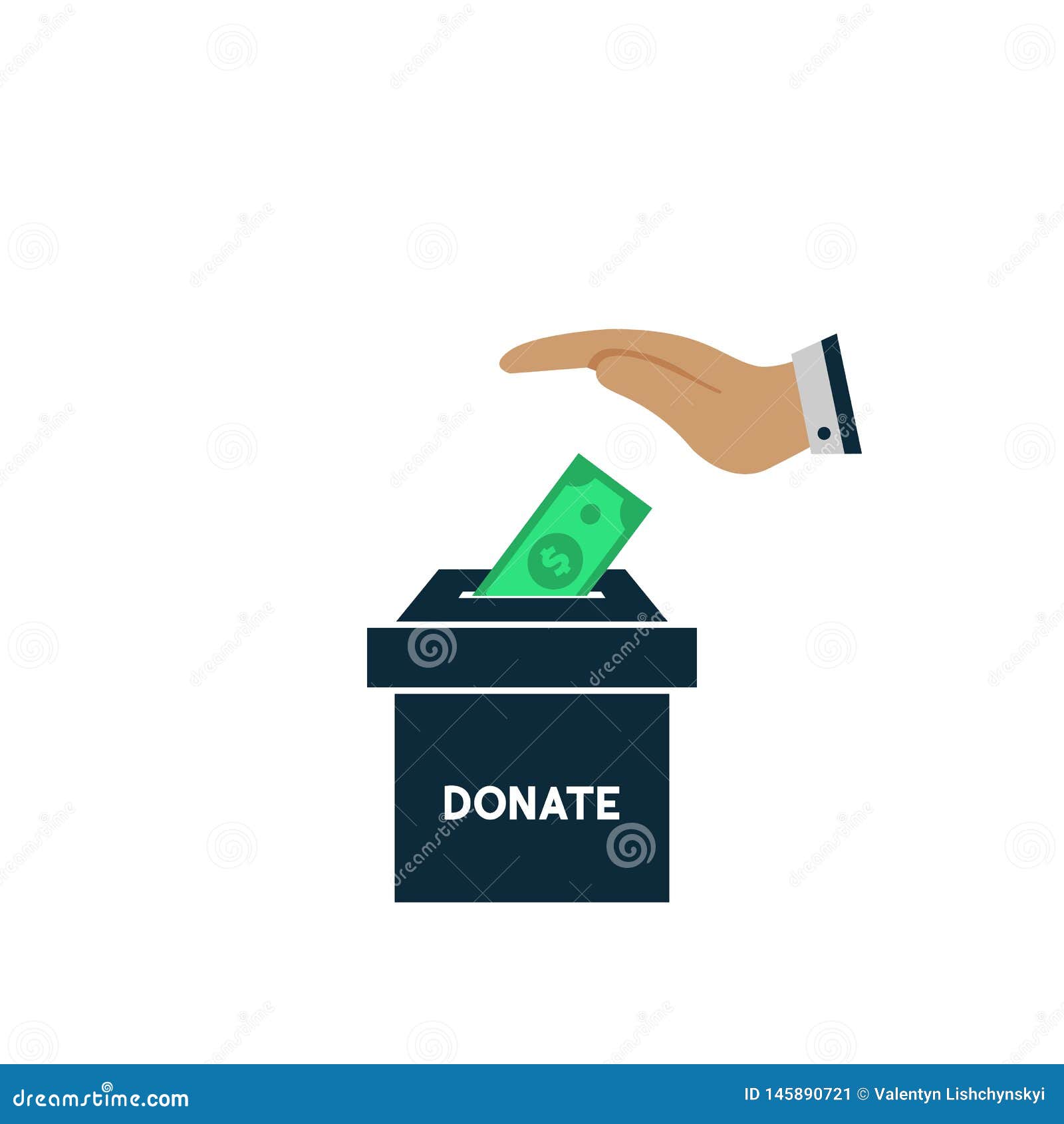Donate Money and Charity Concept Hand Throws Dollar in a Box for ...