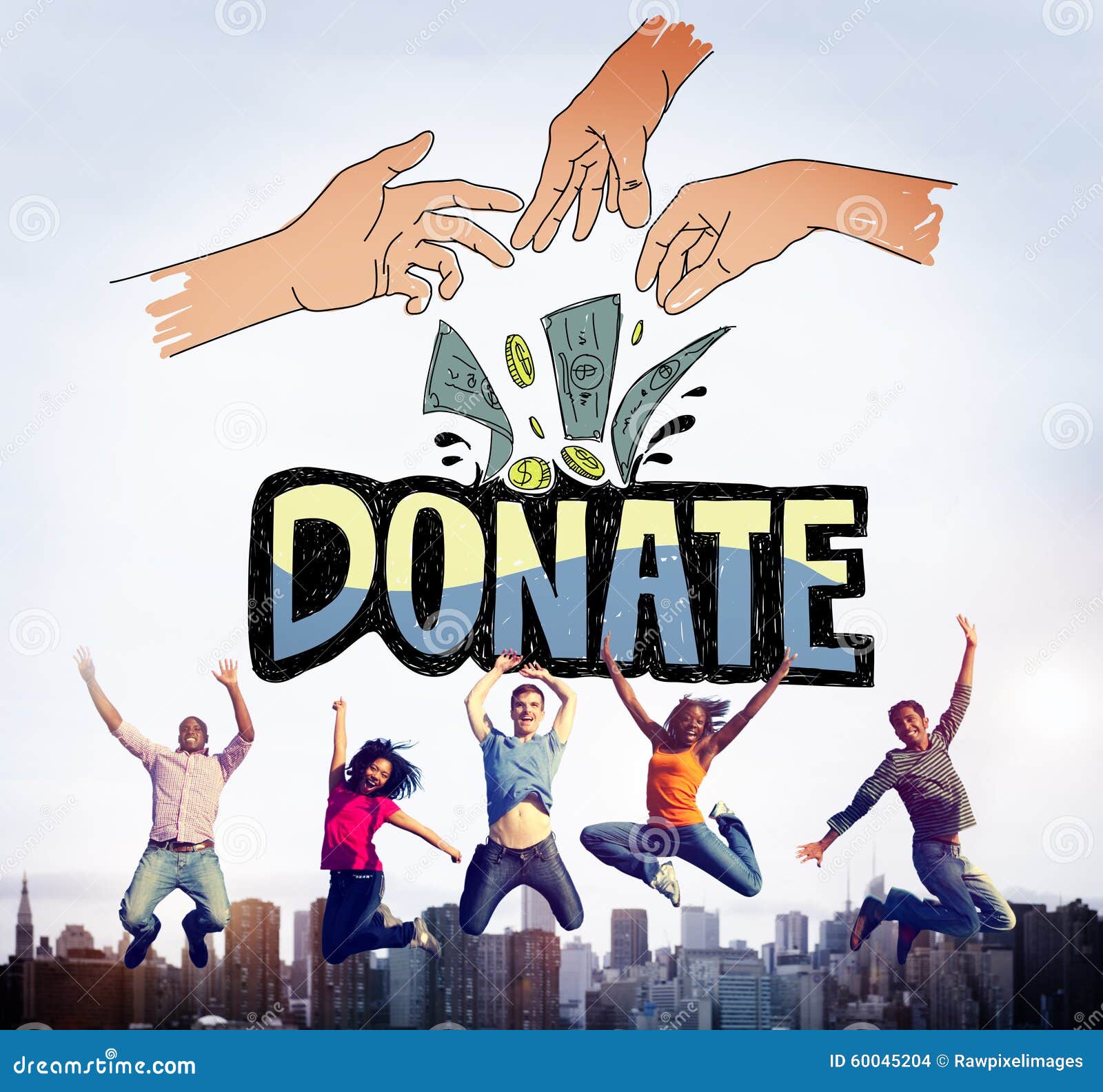 Donate Money Charity Generous Hands Concept Stock Illustration ...