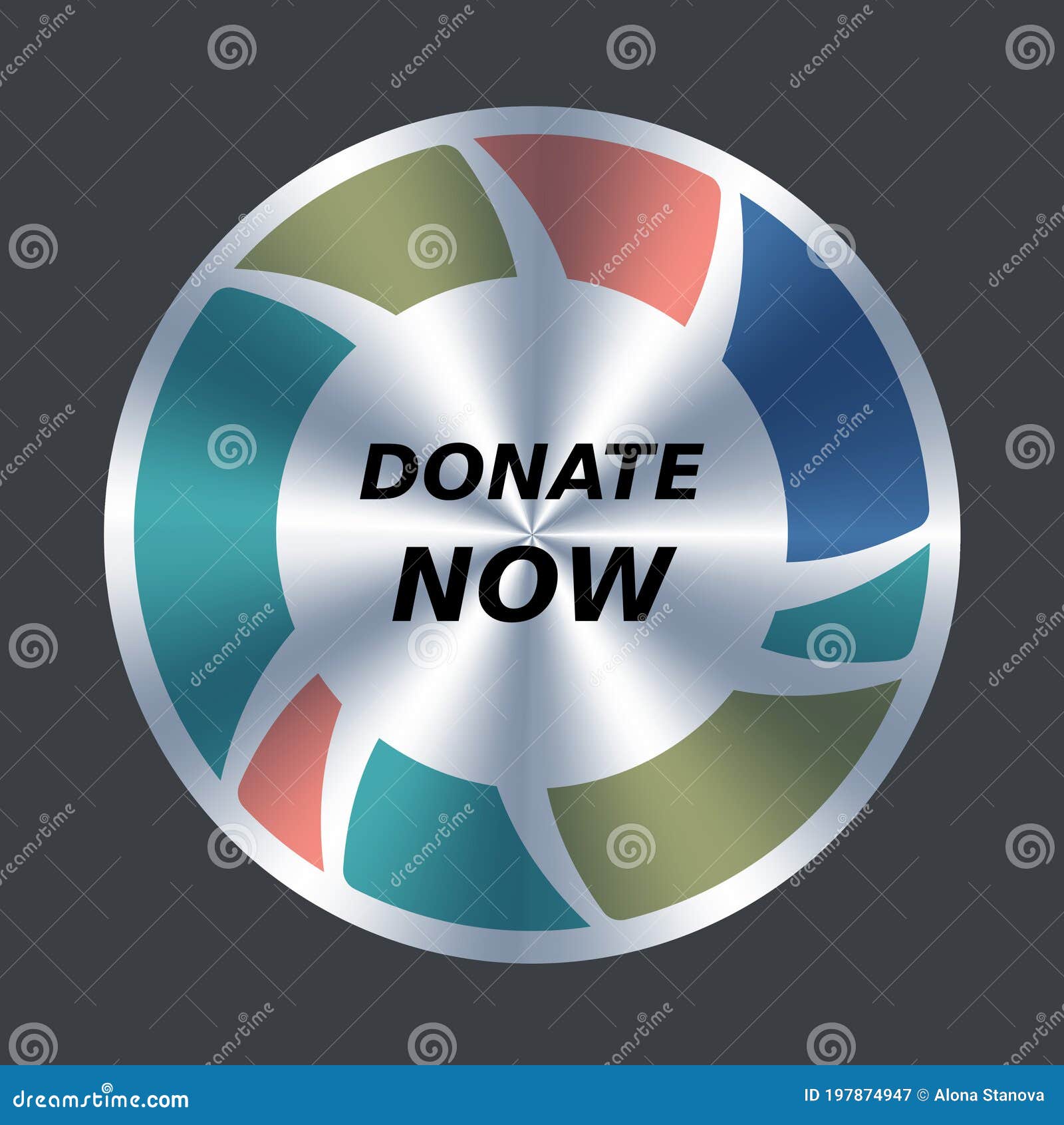 Donate Now Web Button. Vector Round Metallic and Color Icon Stock ...